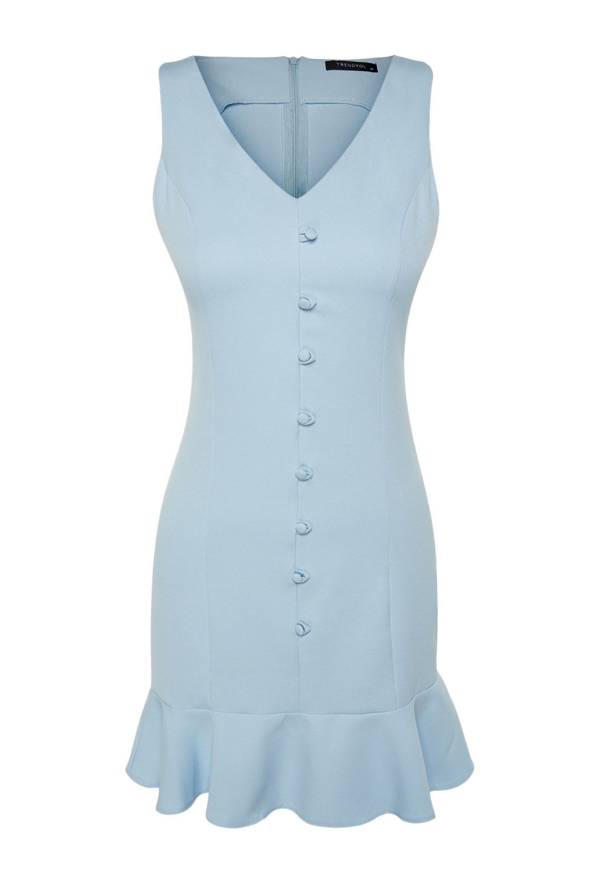 Trendyol Collection Blaues Gewebtes Minikleid In A Linie Glockenform