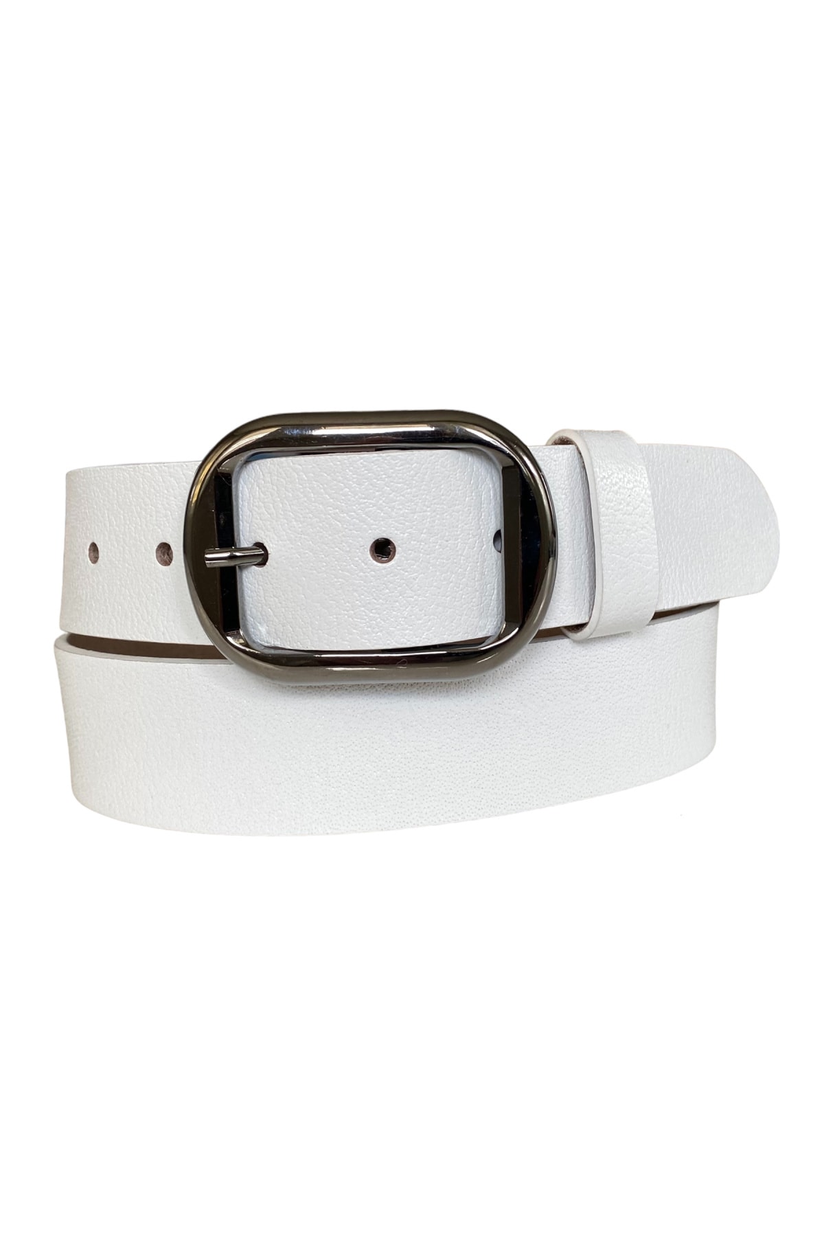 GoDeri %100 Hakiki Deri, Mat Gümüş Tokalı Beyaz Kadın Kot, Spor Kemer 4 ...