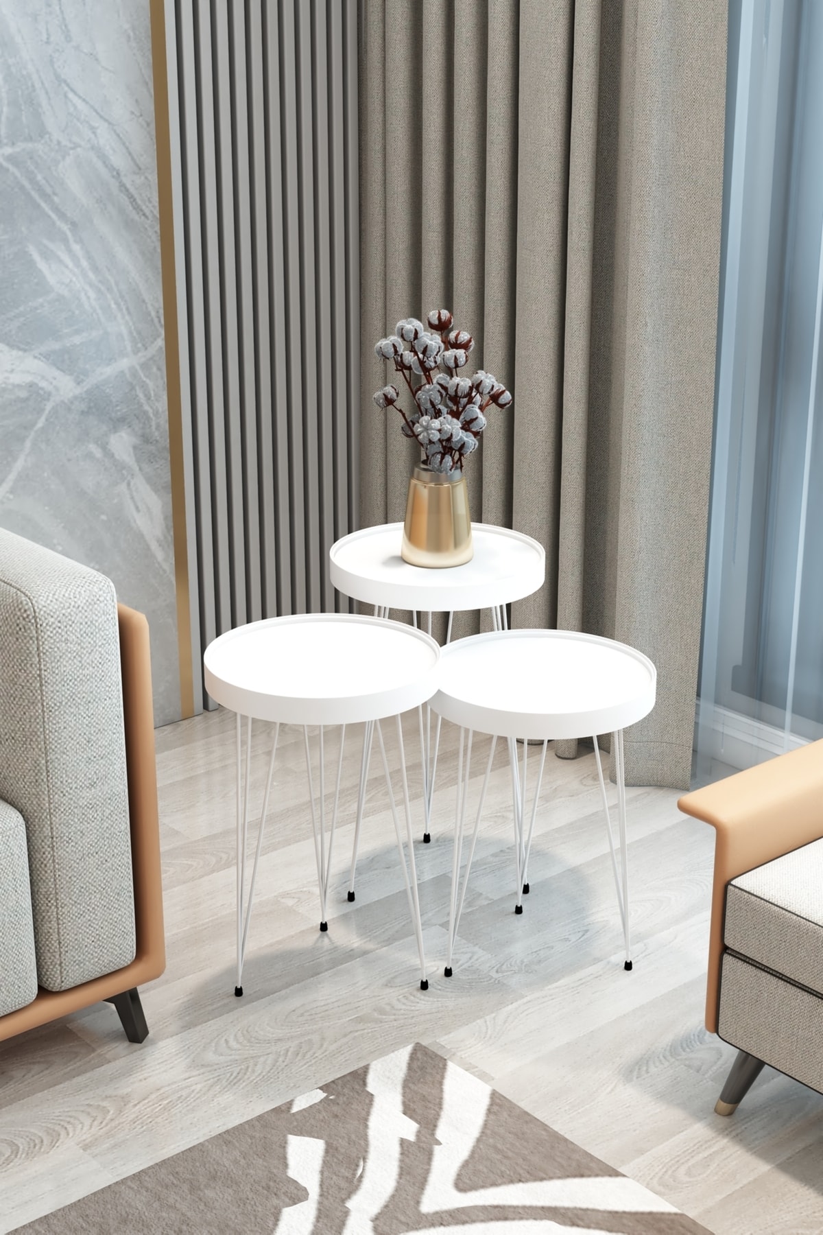 Armarks Vind Zigon Sehpa, Üçlü Zigon Sehpa, Metal Ayaklı Zigon Sehpa ...