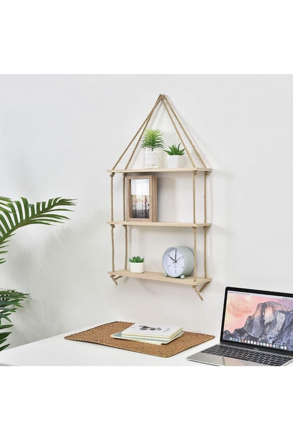 RAVY ATELİER Ravy Büyük Boy Dekoratif 3'lü Halatlı Raf Kitaplık Fiyatı ...