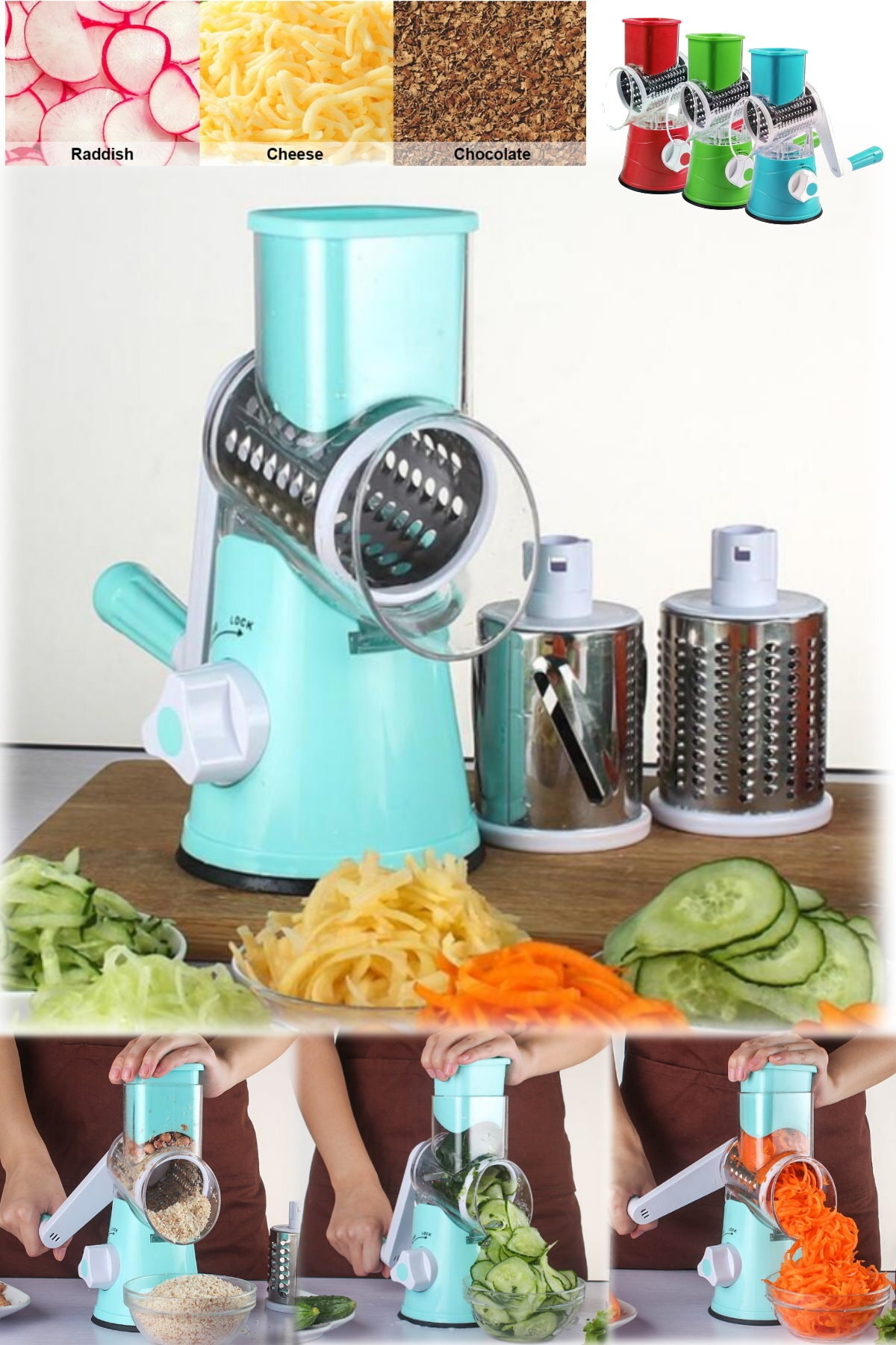 Utelips Sebze Kesici Yuvarlak Mandoline Patates Havuç Rendesi ...