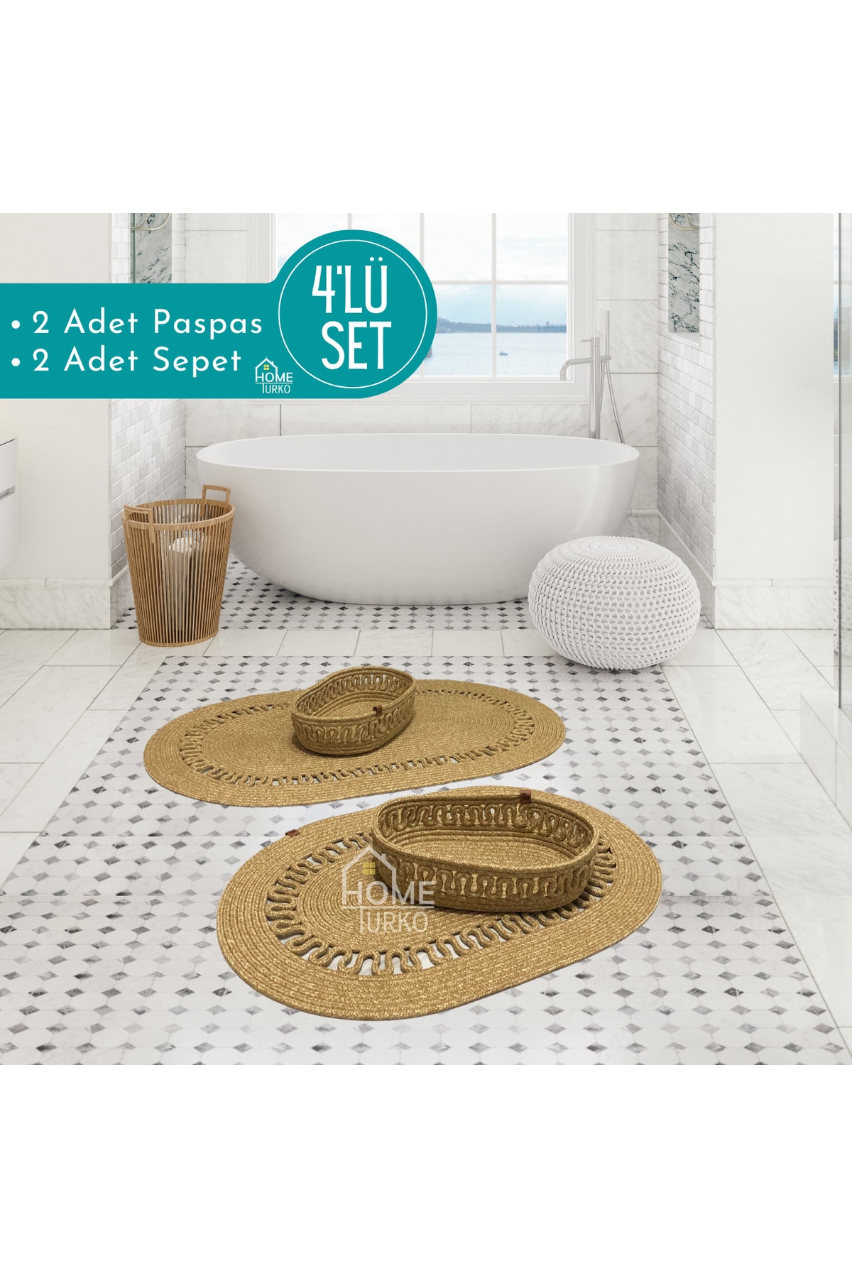 HomeTurko 2'li Takım Jüt, Hasır, Paspas, Banyo Paspası, Banyo Paspas ...