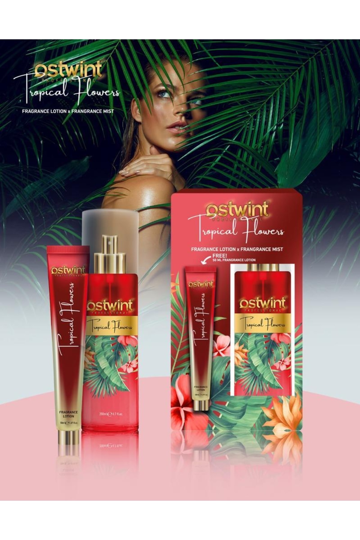 Ostwint 1+1 Tropical Flower Body Mist - Body Lotion 200 Ml+ 50 Ml ...