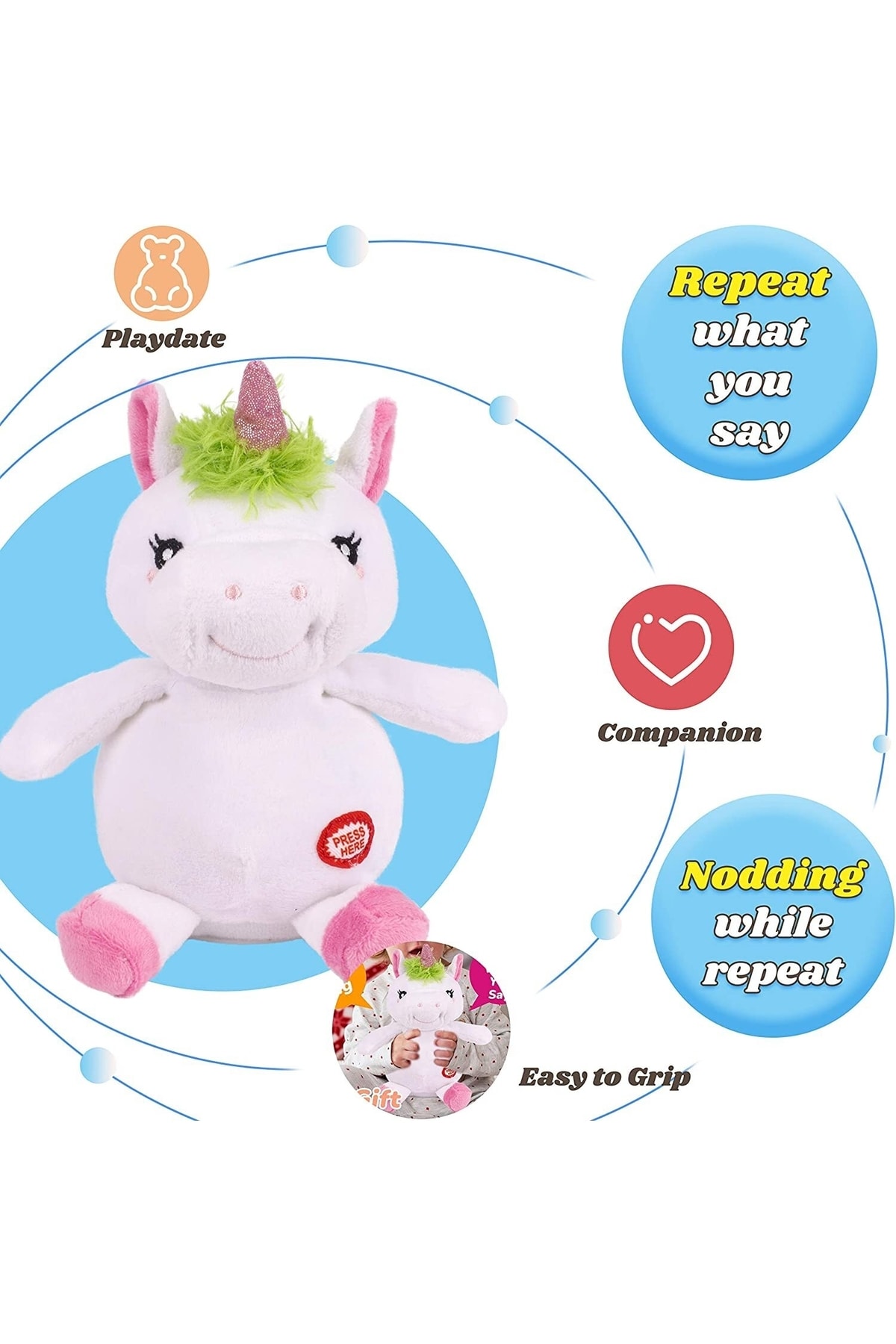 Hapşuruk Söyleneni Tekrar Eden Oyuncak, Unicorn Konuşan Bebek Unicorn ...