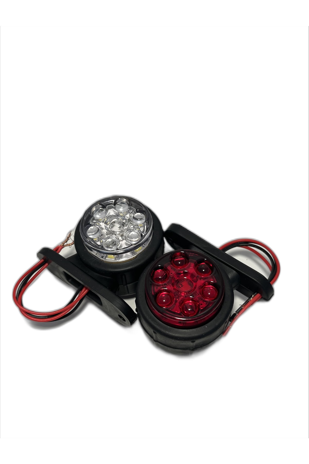 AHMET OTOMOTİV Mercekli Mini Takoz 12 Ledli Kırmızı-beyaz 12v-24v ...