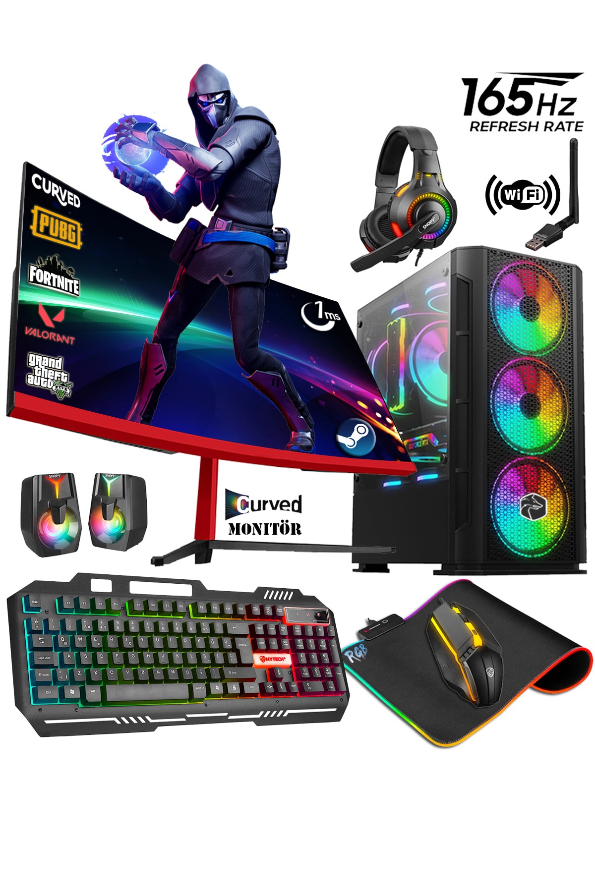 Zeiron Mostro X30 Ryzen 5 5500 16GB 512GB M.2 Nvme SSD GTX1660 6GB 23.8" 165hz Oyuncu ...