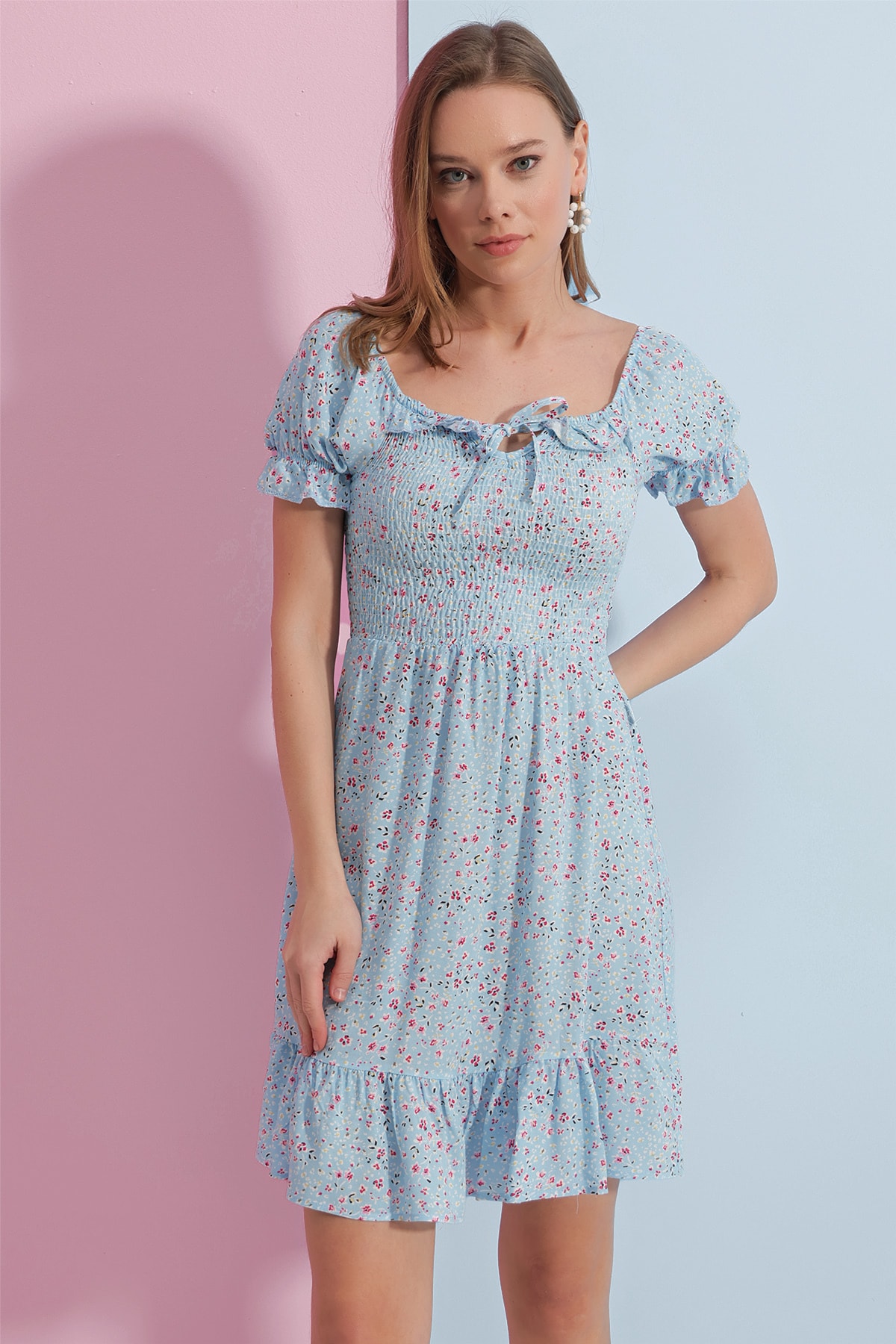 Pattaya Kadın Balon Kollu Gipeli Mini Elbise P23s191-5039 Fiyatı, Yorumları - Trendyol