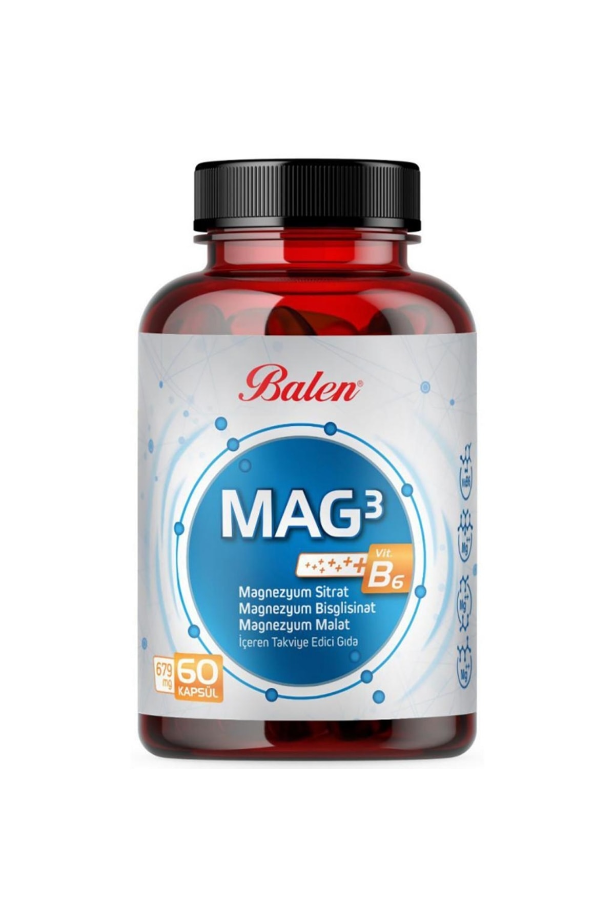 Balen Mag 3 Magnezyum Sitrat & Bisglisinat & Malat 679 Mg 60 Kapsül ...