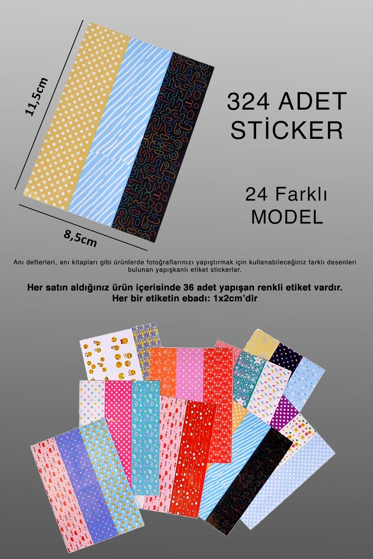 yhfoto 324 Adet Sticker - 24 Farklı Model Etiket - 1x2 Cm - Anı Defteri ...