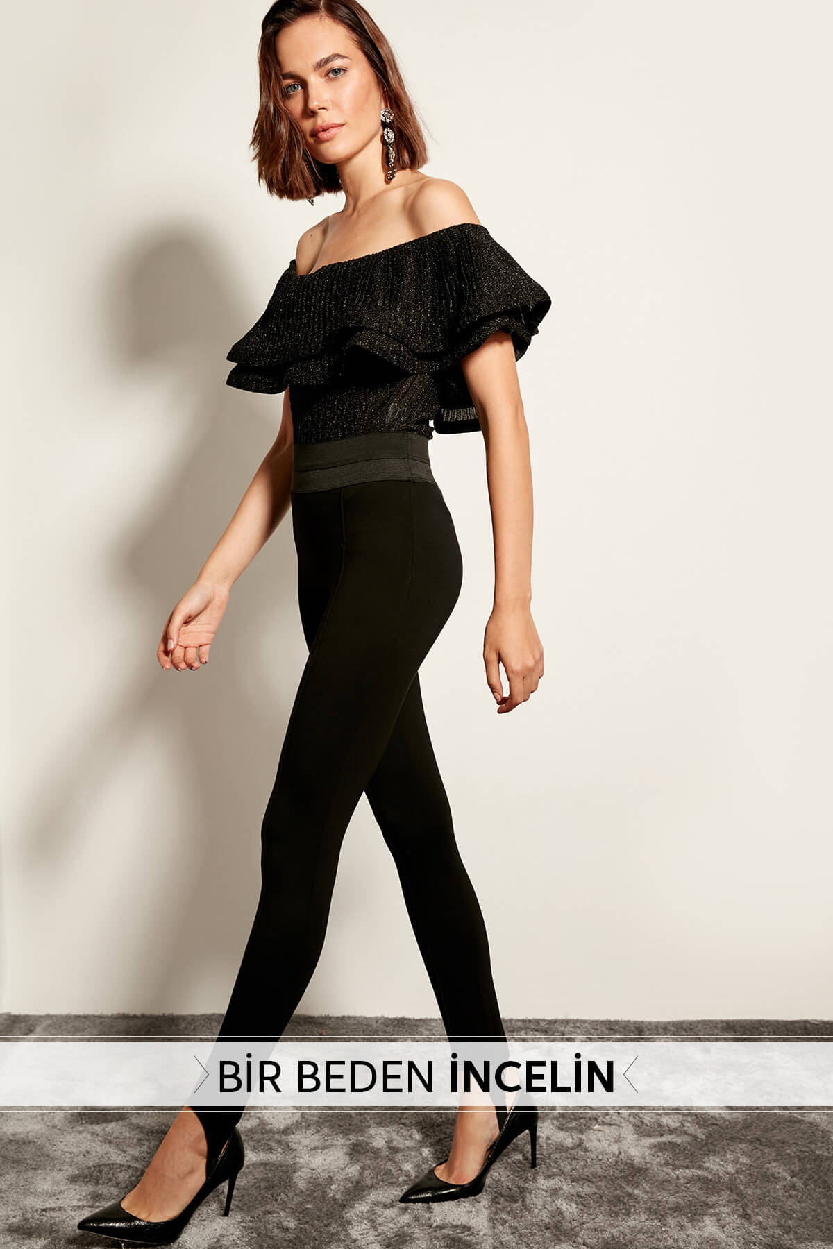 Trendyolmilla Siyah Lastikli Bir Beden İncelin Tayt TPRAW19FZ0314 ...