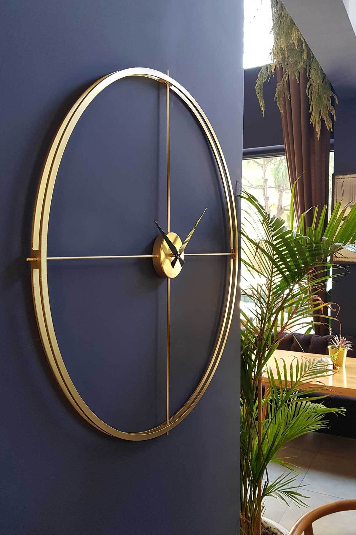 Artepera Arcadia Metal Sessiz Modern Duvar Saati - Altın Renk 70x70 Cm ...