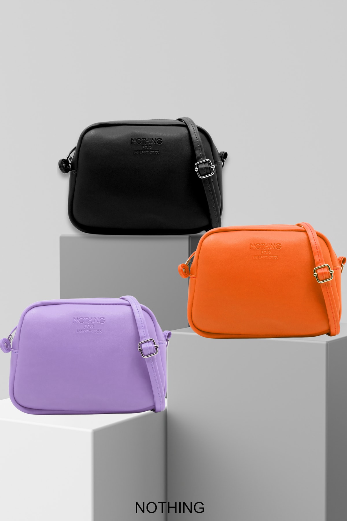 NOTHING Kadın 3'lü Mini Urban Çanta Seti Turuncu Siyah Lila Fiyatı ...