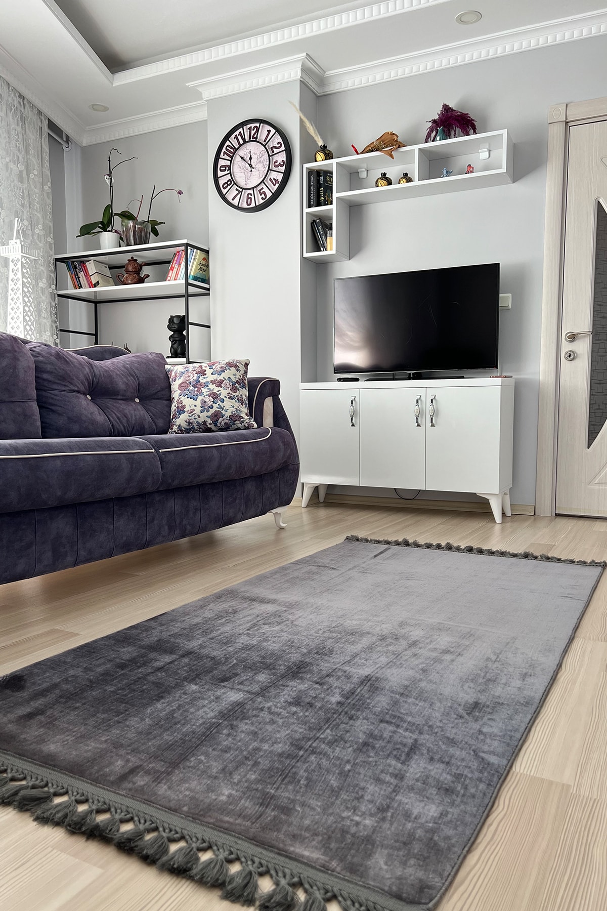 Novus Home Yıkanabilir Kaymaz Tabanlı Zen Serisi Antrasit Rengi Bambu ...