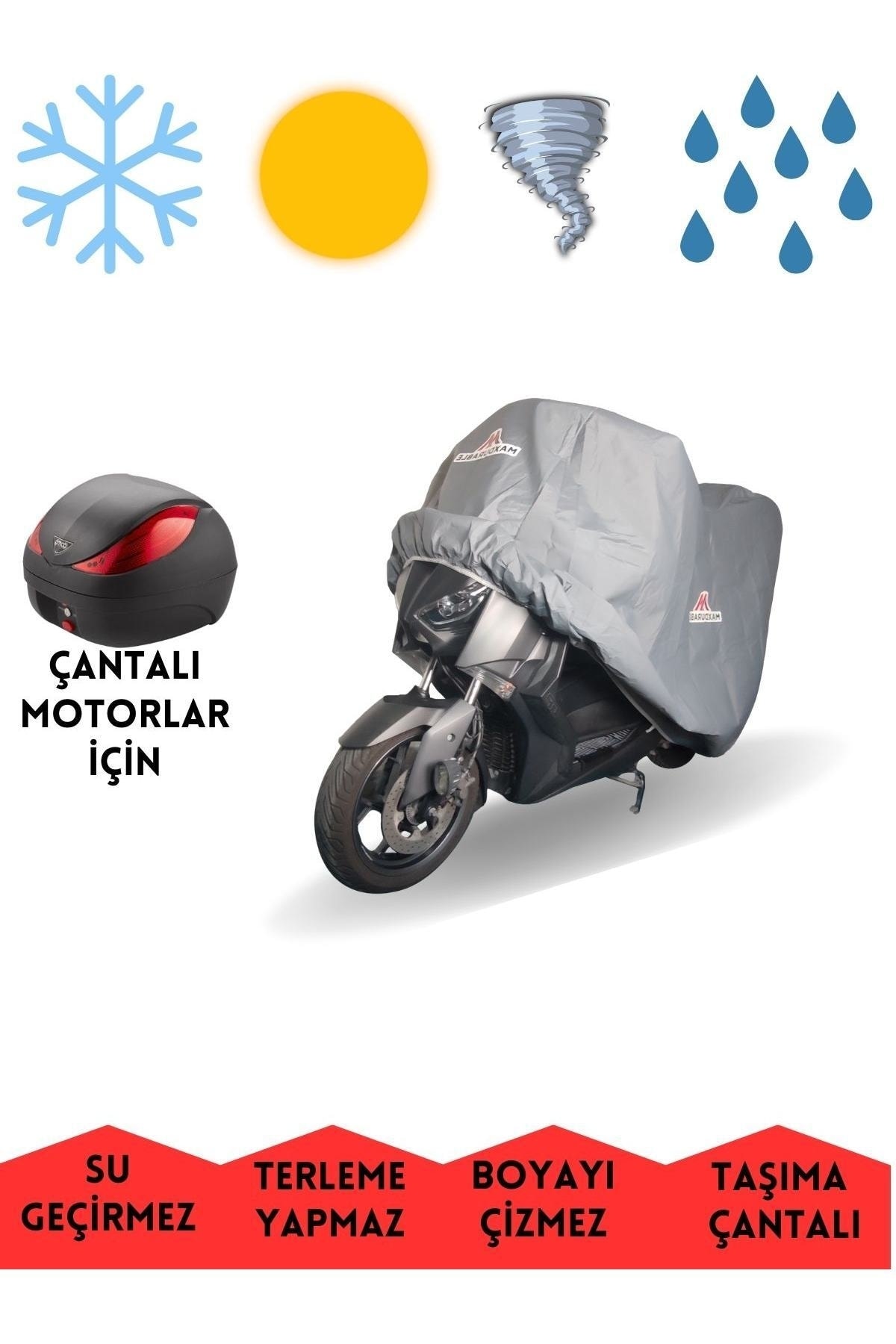 MaxDurable Rks Arome 125 Arka Çantalı Motor Brandası Su Geçirmez ...