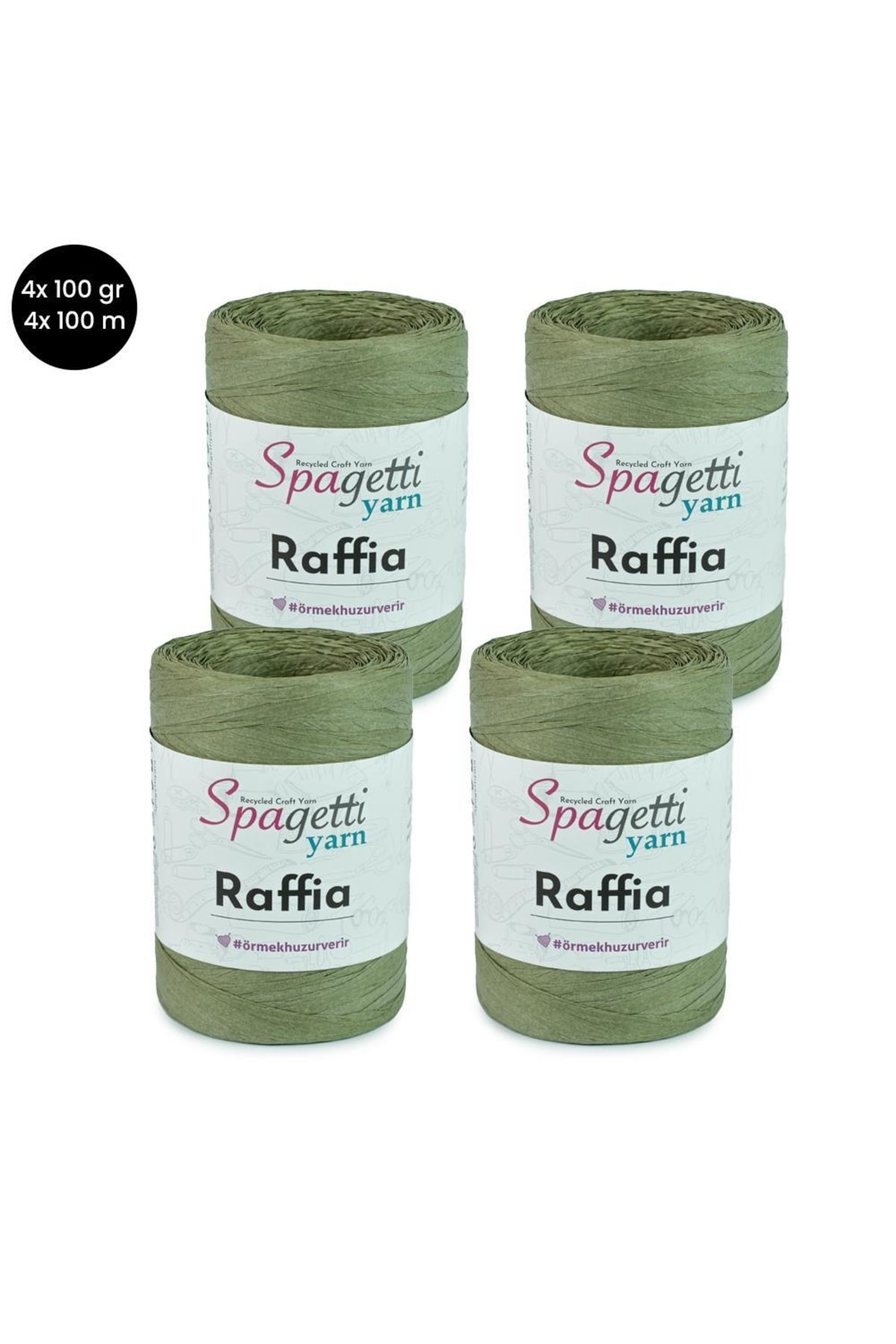 Spagettiyarn Raffia 4'lü Haki El Örgü Ipliği - Fiyatı, Yorumları