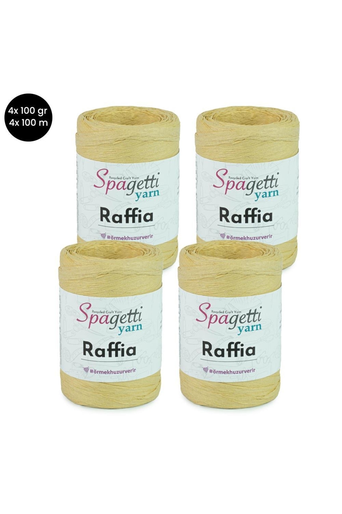 Spagettiyarn Raffia 4'lü Natürel El Örgü Ipliği - Fiyatı, Yorumları
