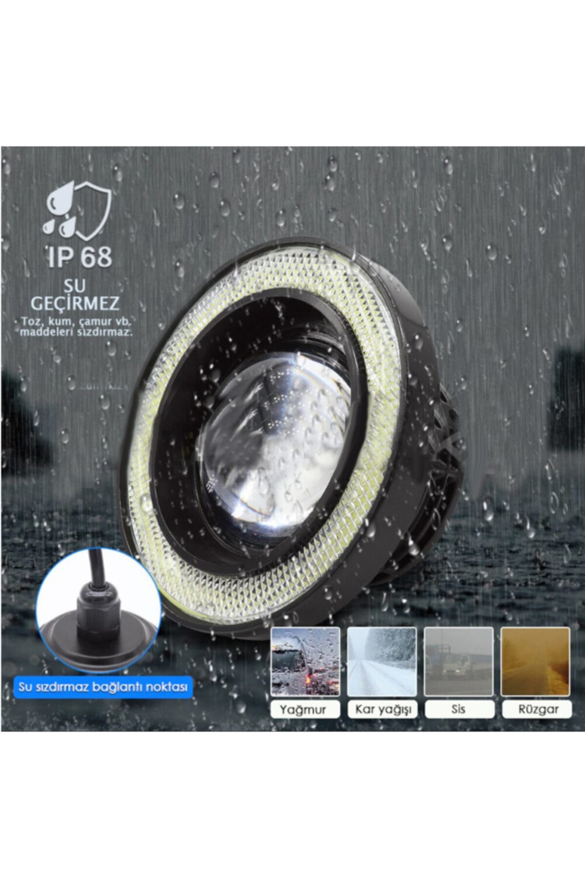 C9 Mercekli Angel Led Halkalı Sis Far Metal Alaşım Gövde Su Geçirmez ...