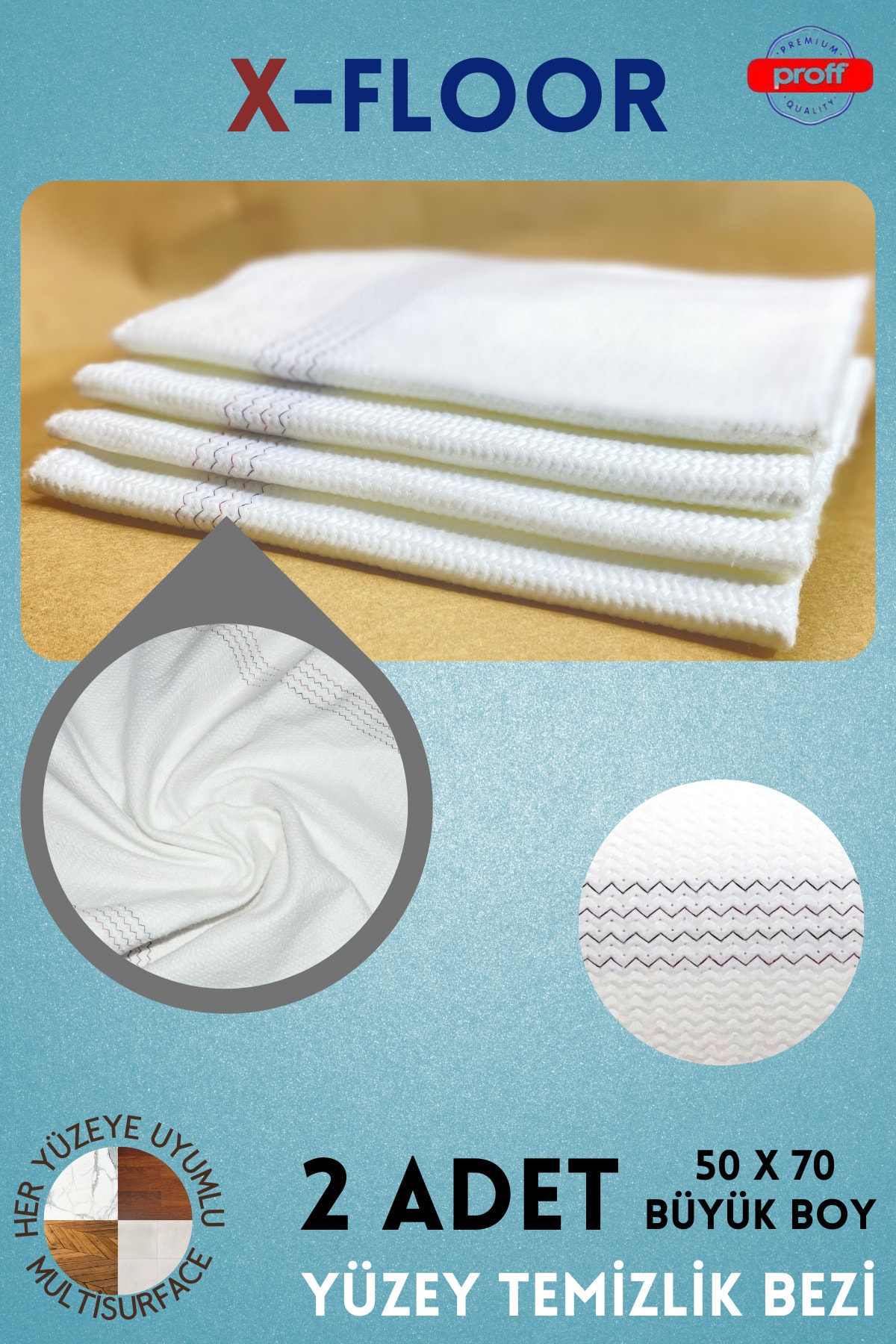Proff X-floor 2 Adet Büyük Boy Mucize Yer Silme Bezi - Temizlik Bezi ...