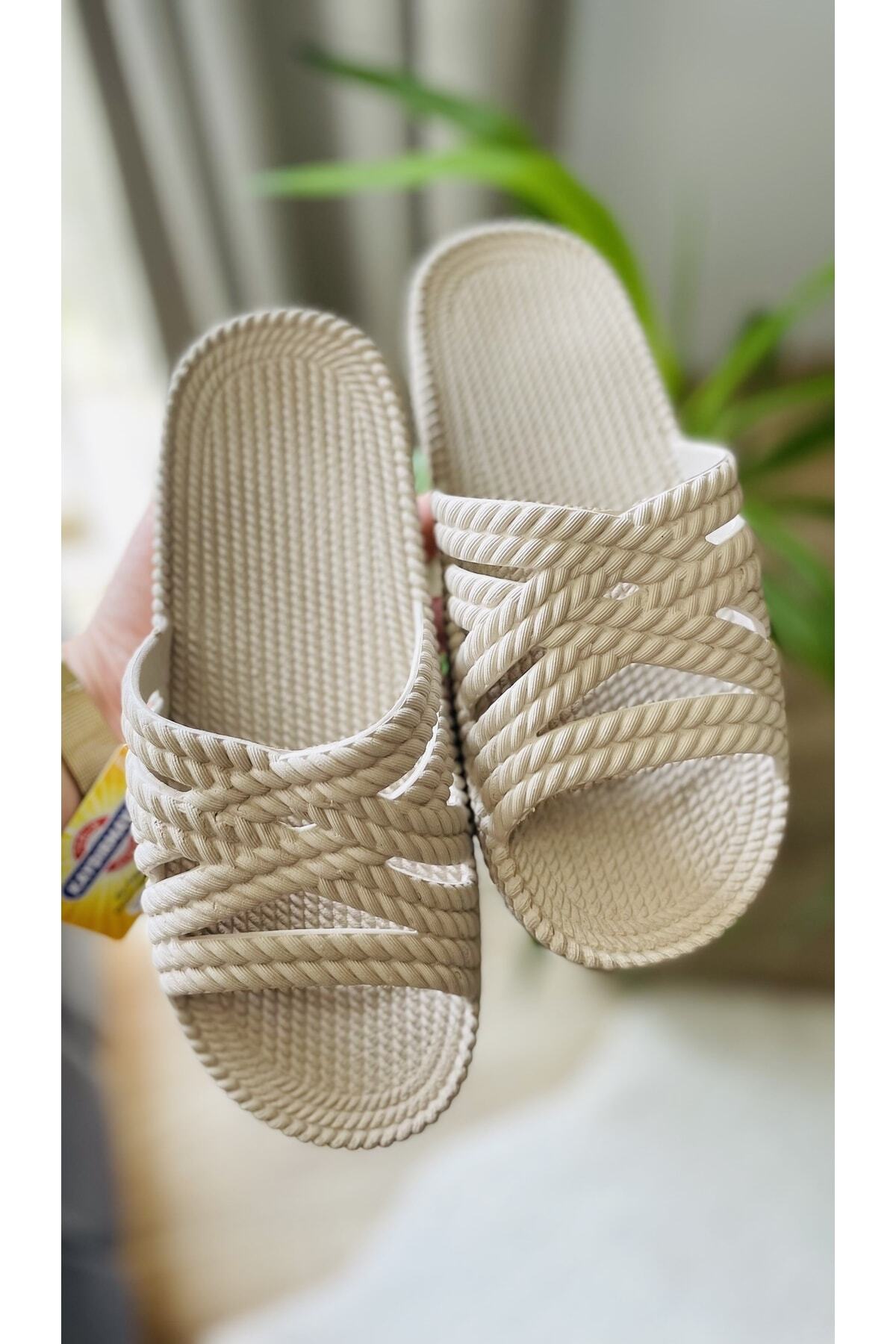 Lurji Kadın Hasır Gorumun Kaydırmaz Havuz Plaj Banyo ve Outdoor Terlik ...