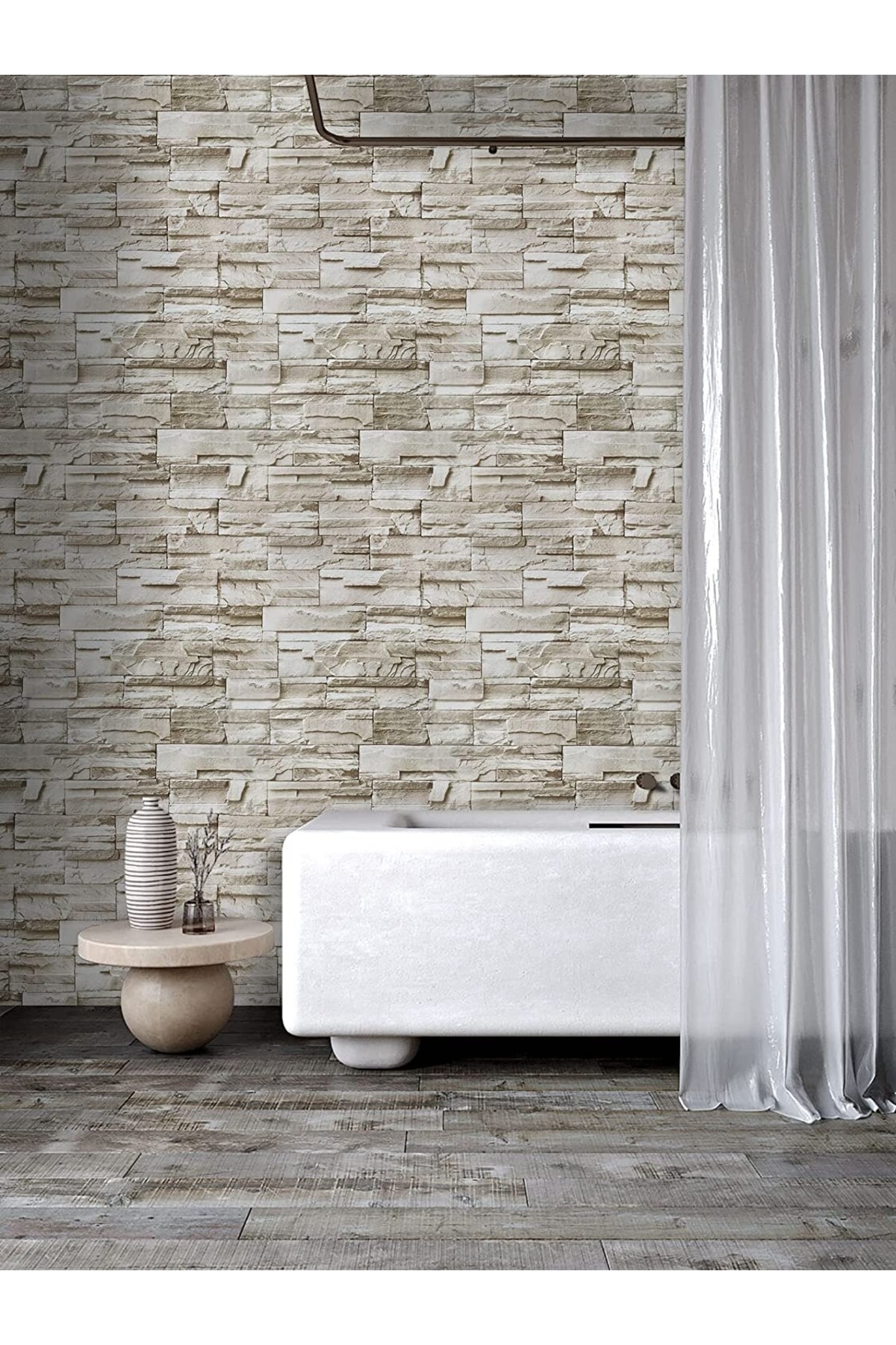 Doruk Sarı Tuğla Taş Desenli Kendinden Yapışkanlı 3d Duvar Raf Kapı ...