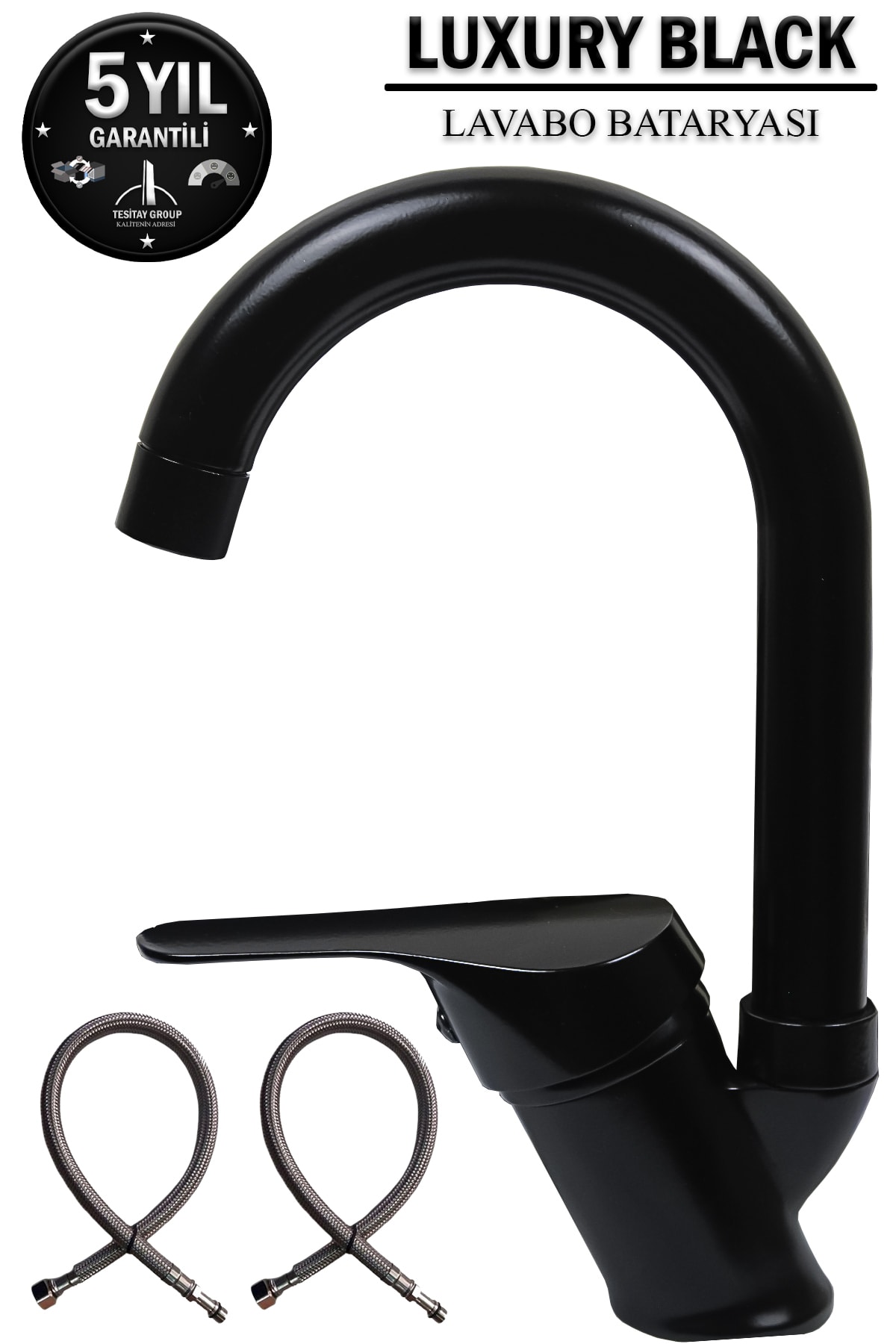 tesitay Siyah Lavabo Bataryası Banyo El Yıkama Musluğu Çift Girişli ...