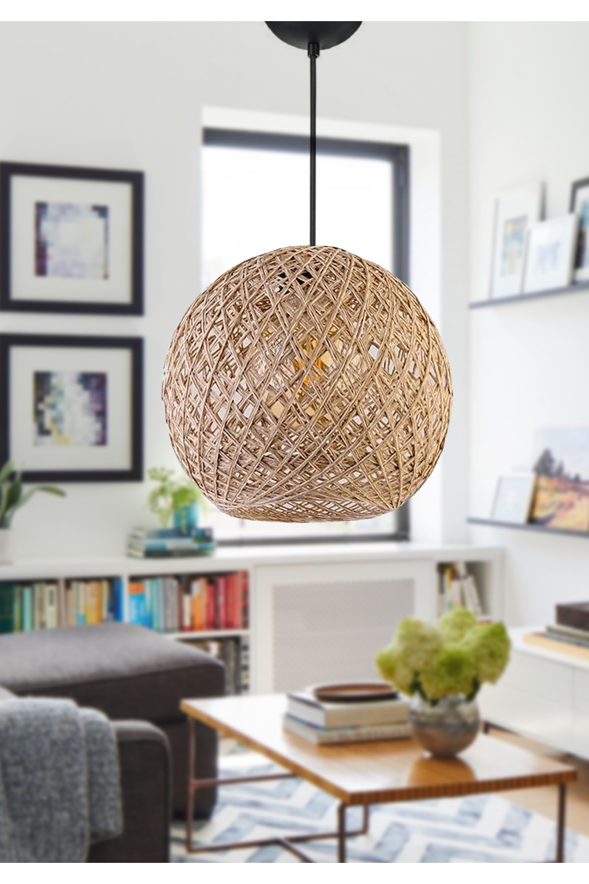 HOMİNG Küre Jüt Ip A Kalite Sık Dokumalı Mini Sarkıt Avize Ayd-3636 ...