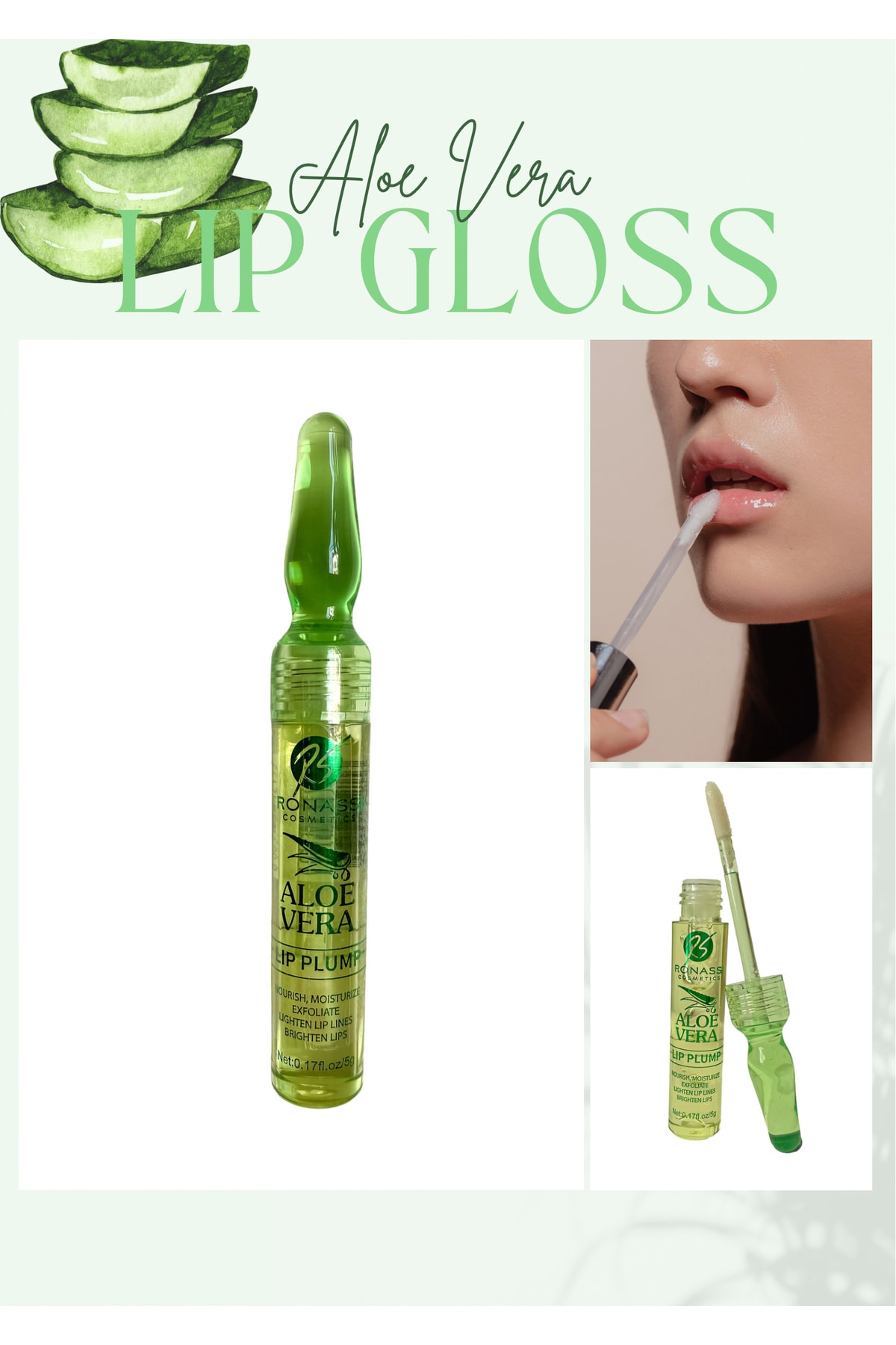 RS Ronassi Cosmetics Aloe Vera Serum Dolgunlaştırıcı Dudak Gloss Şeffaf ...