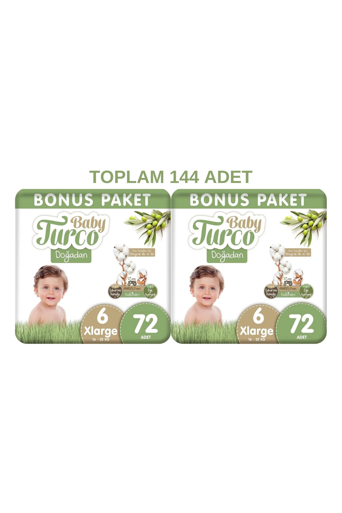 Baby Turco Doğadan 6 Numara Xlarge 72x2 Toplam 144 Adet Fiyatı ...