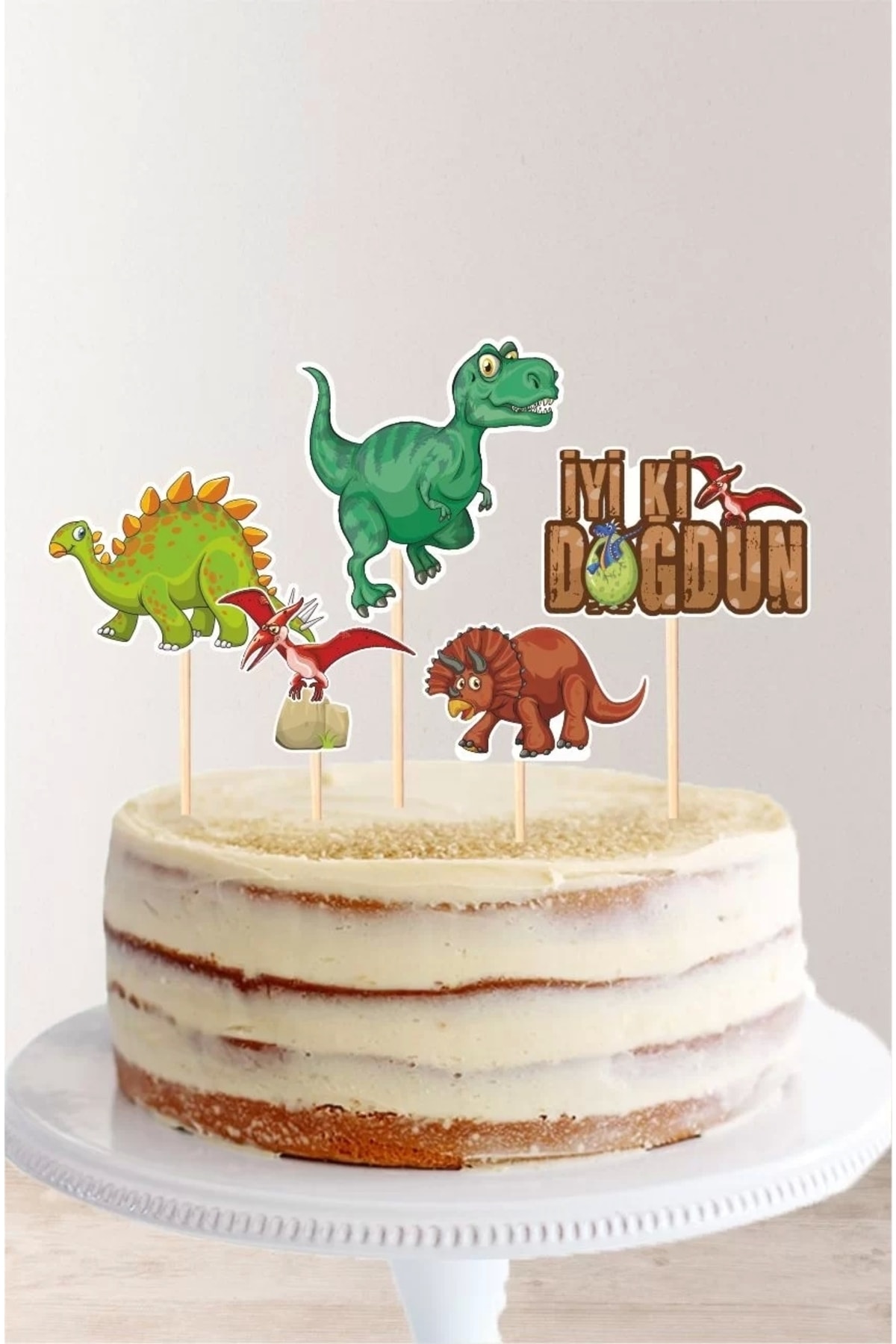 neşeli günlerim Dinazor Konseptli Kürdanlı Pasta Süsü *kalın Kağıt ...