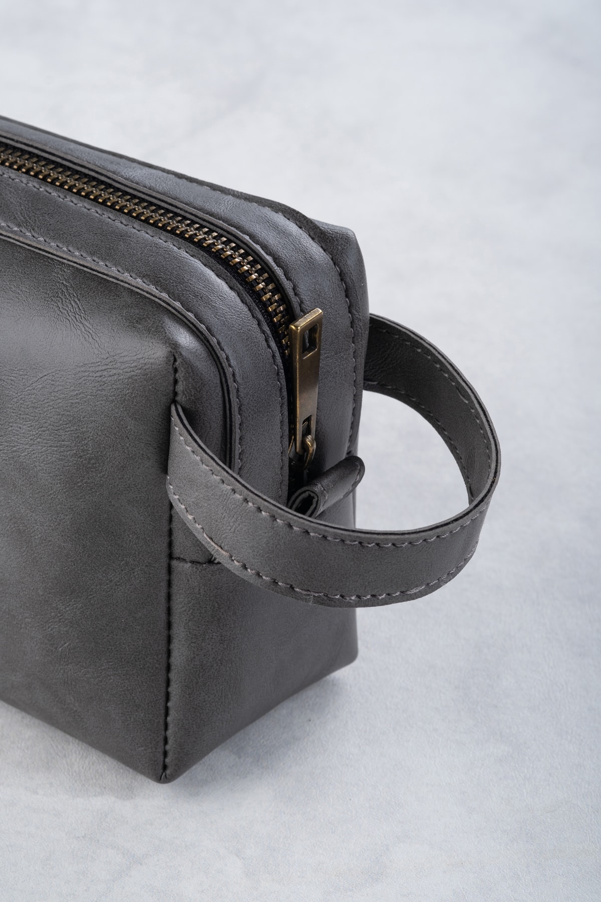 DK LEATHER Erkek Gri Portfoy El Çantası Pu Deri Günlük Seyahat Tıraş ...