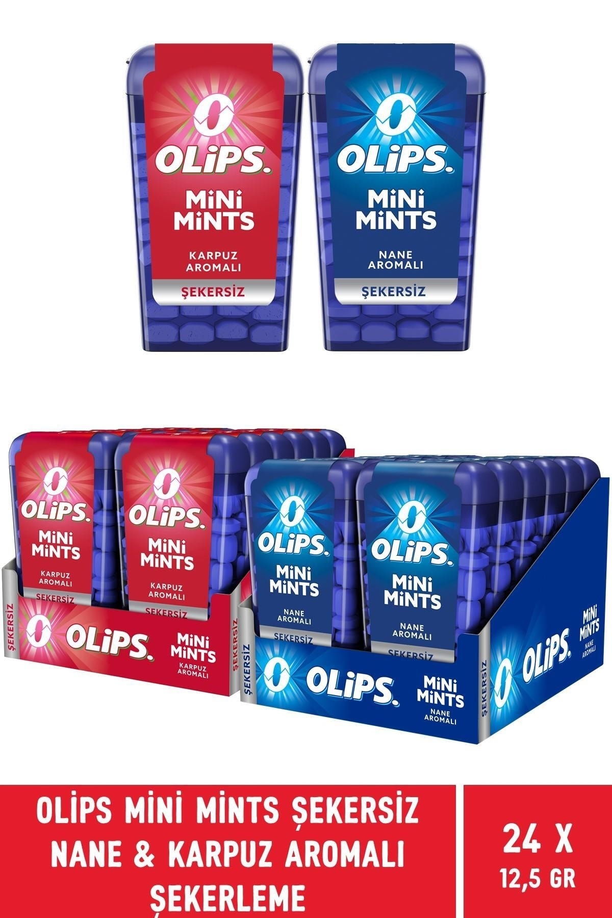 Olips Mini Mints Şekersiz Nane & Karpuz Aromalı Şekerleme 12,5 Gr - 24 ...