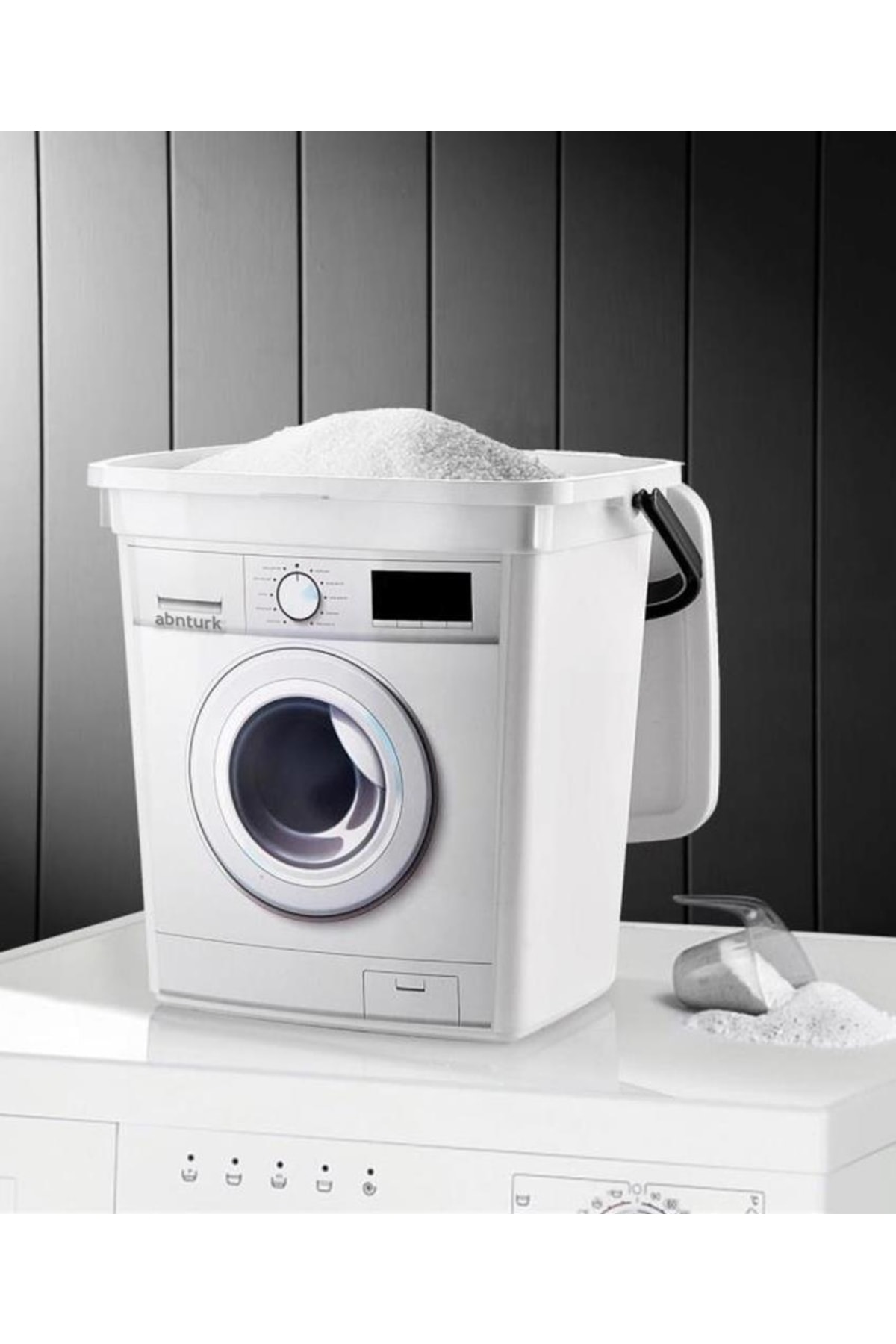abnturk Beyaz Çamaşır Makinası Dizayn Kapaklı Kova Çok Amaçlı 6 lt ...