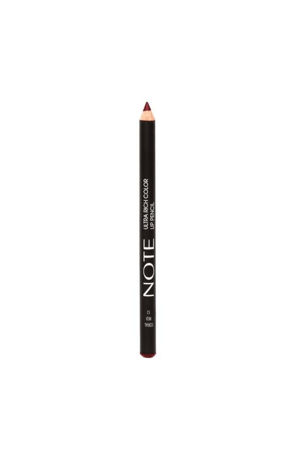 Note Cosmetics Ultra Rich Color Lip Pencil 12 Coral Red Fiyatı ...