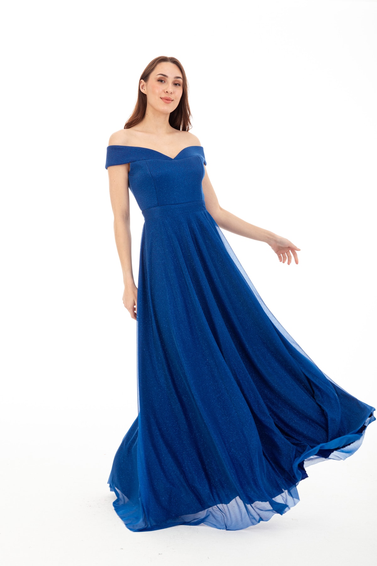 meksila Kadın Kayık Yakalı Simli Abiye Elbise Düğün Davet Abiye Elbise ...