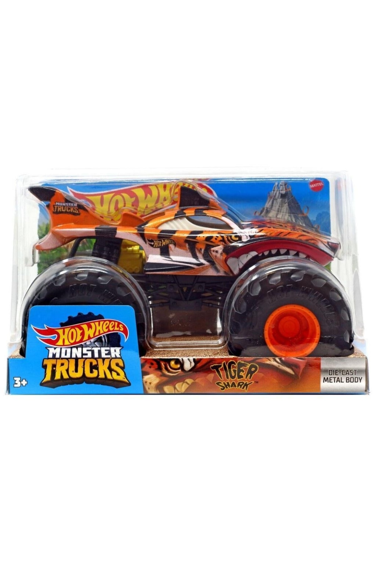 Mattel Hot Wheels Monter Trucks Tiger Shark 1:24 Fyj83 Gwl14 Lisanslı ...
