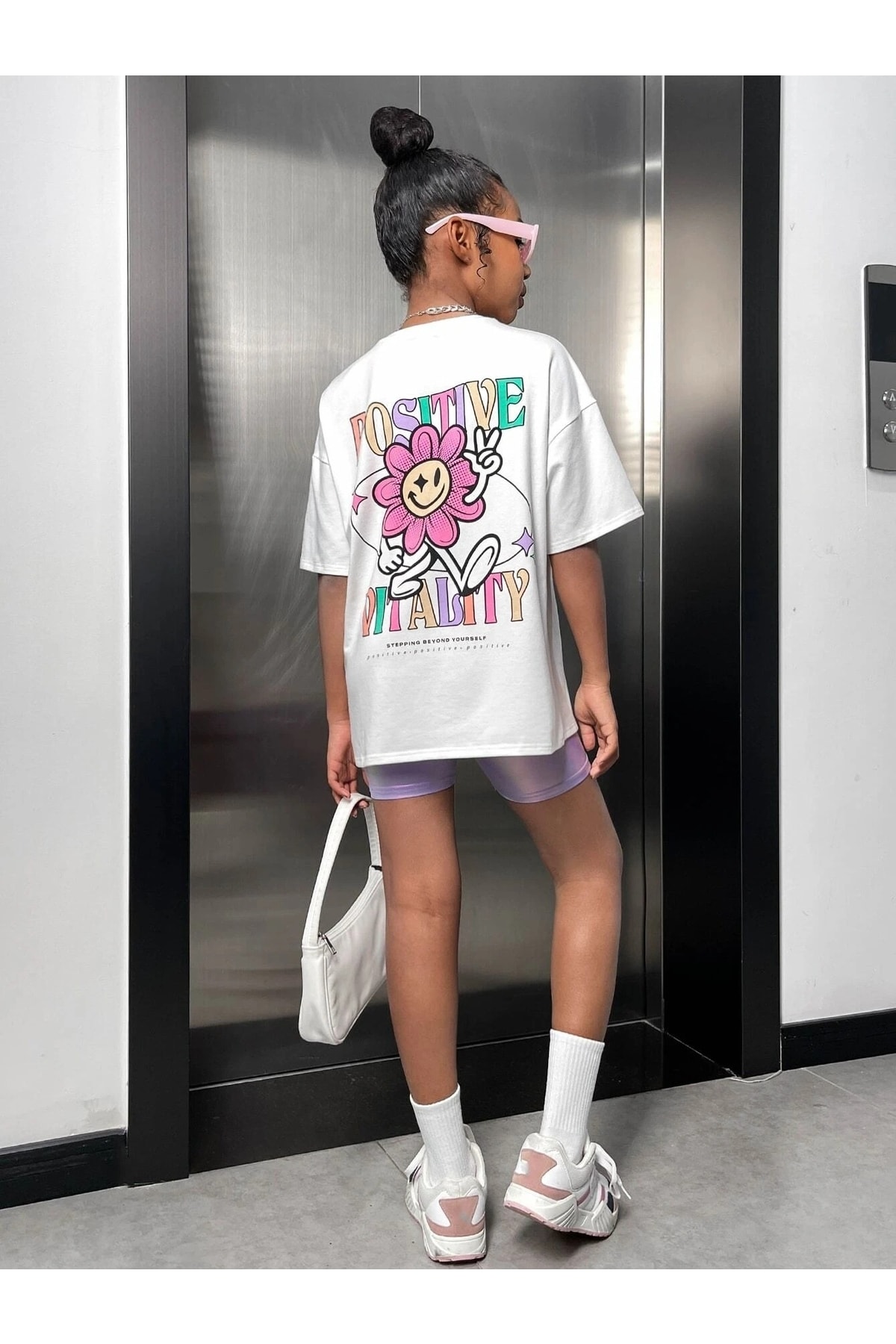LePold White Positive Back Print Girl T-Shirt - Trendyol