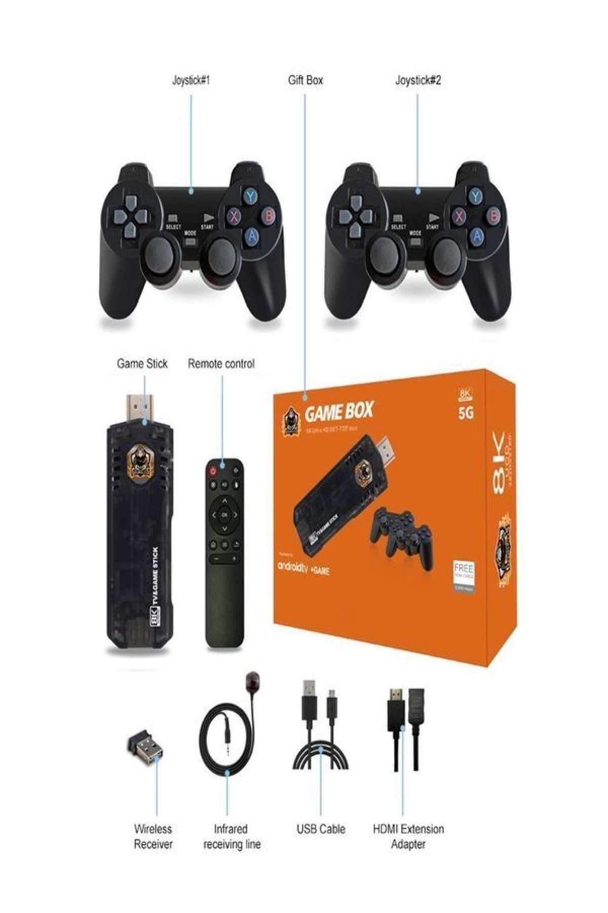 ULTRATEKNO 5g 8k Ultra Hd 64 Gb Tv Box + Game Box Android Tv + Oyun Konsolu 2in1 Netflix ...