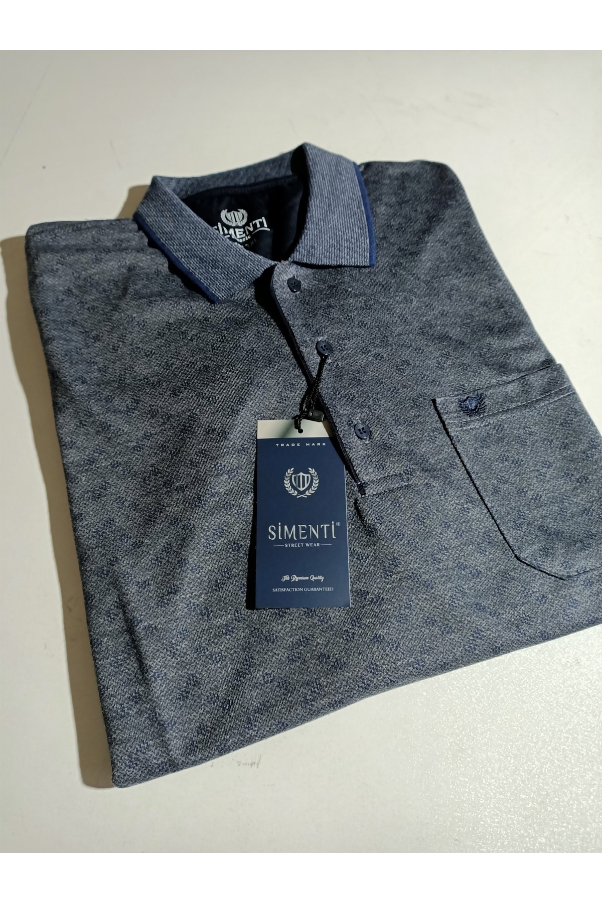 SİMENTİ Klasik Büyük Beden Cepli Yakalı Jakarlı T-shirt Fiyatı ...