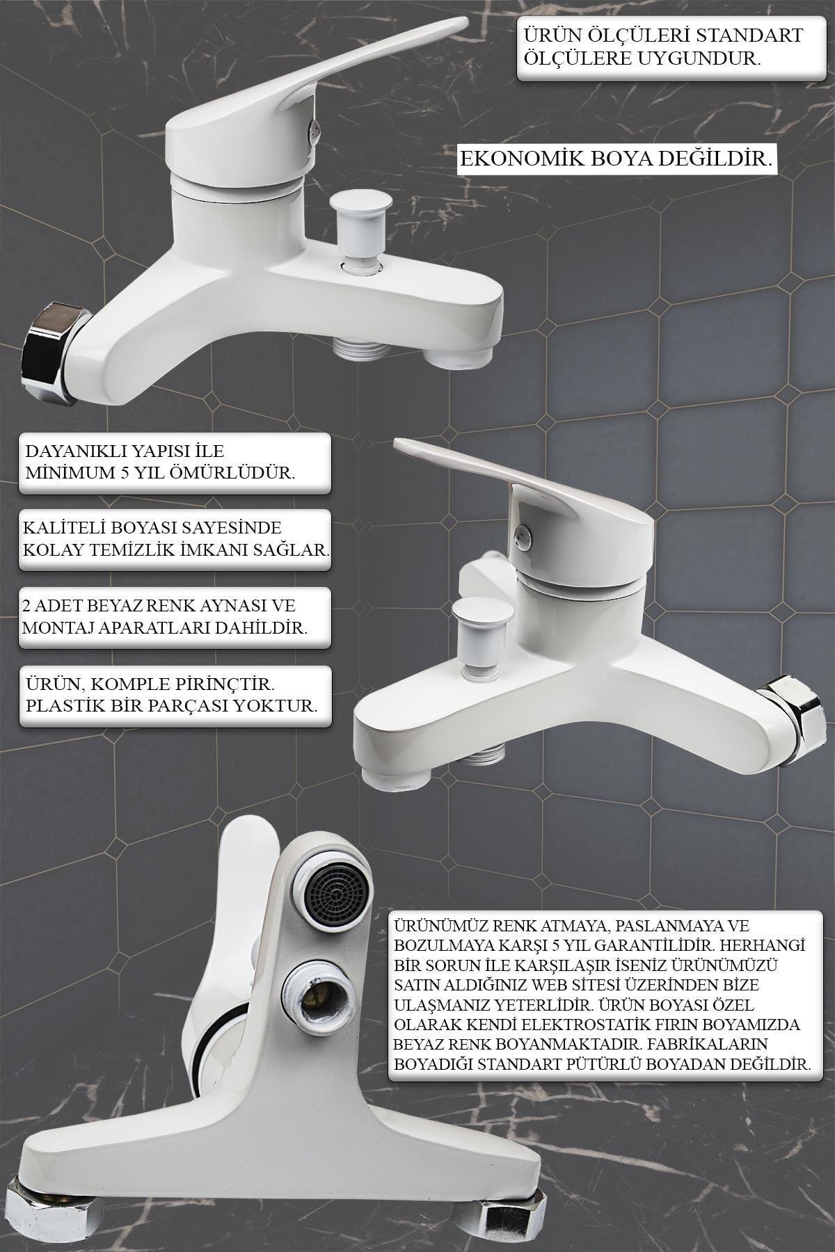 tesitay Beyaz Banyo Bataryası Ve Robot Duş Seti Beyaz Banyo Seti ...