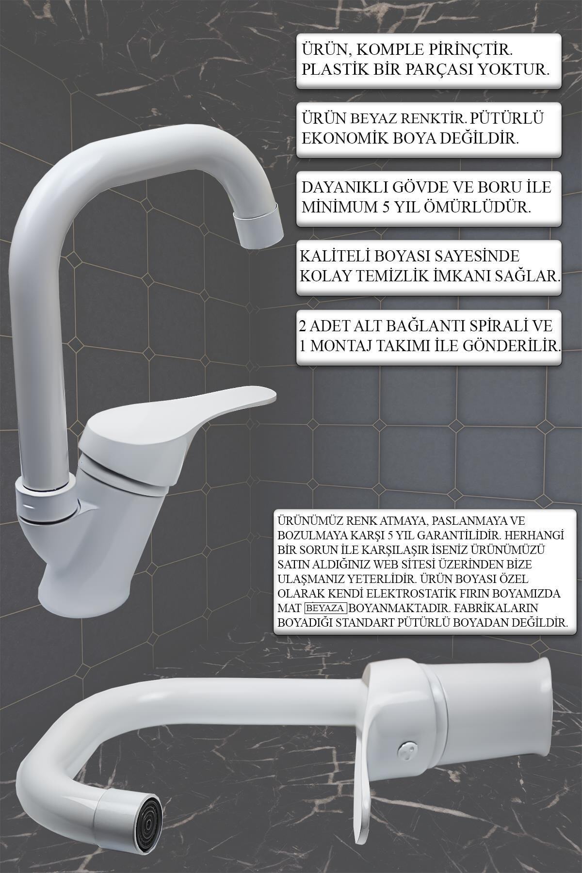 tesitay Beyaz Banyo Lavabo Mutfak Bataryası Ve Robot Duş Seti Beyaz ...