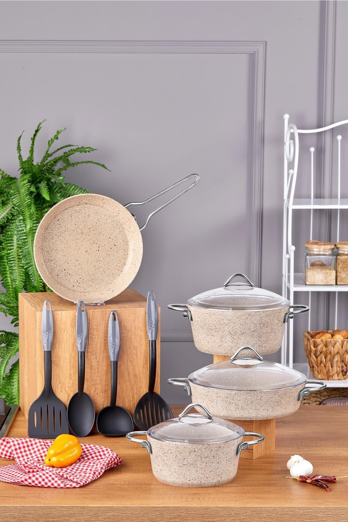 Taç Grand 11 Parça Granit Tencere Seti Cappuccino - Fiyatı, Yorumları