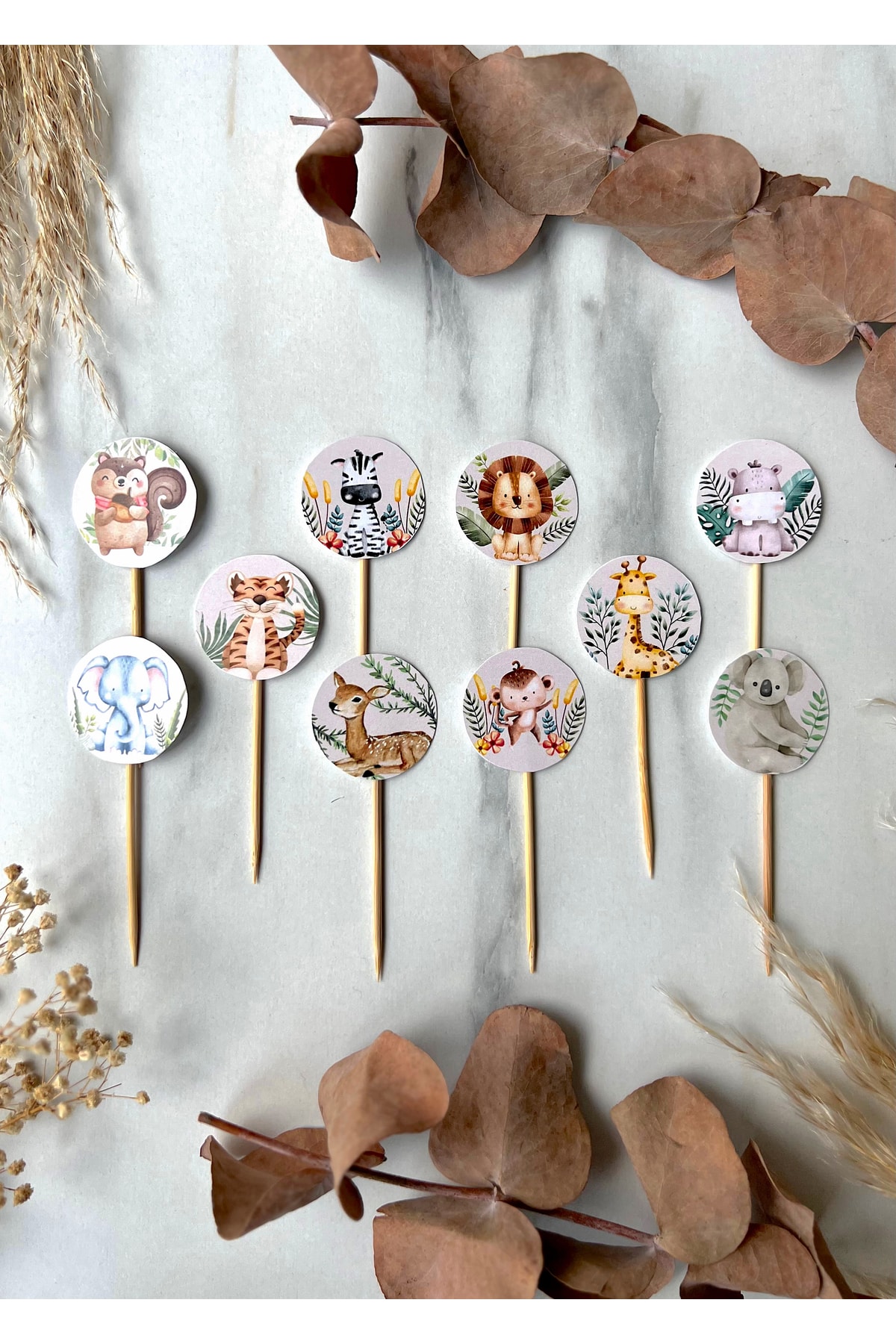 The Istanbul Event 10'lu Minik Safari/hayvan Temalı Cupcake Topper Seti ...