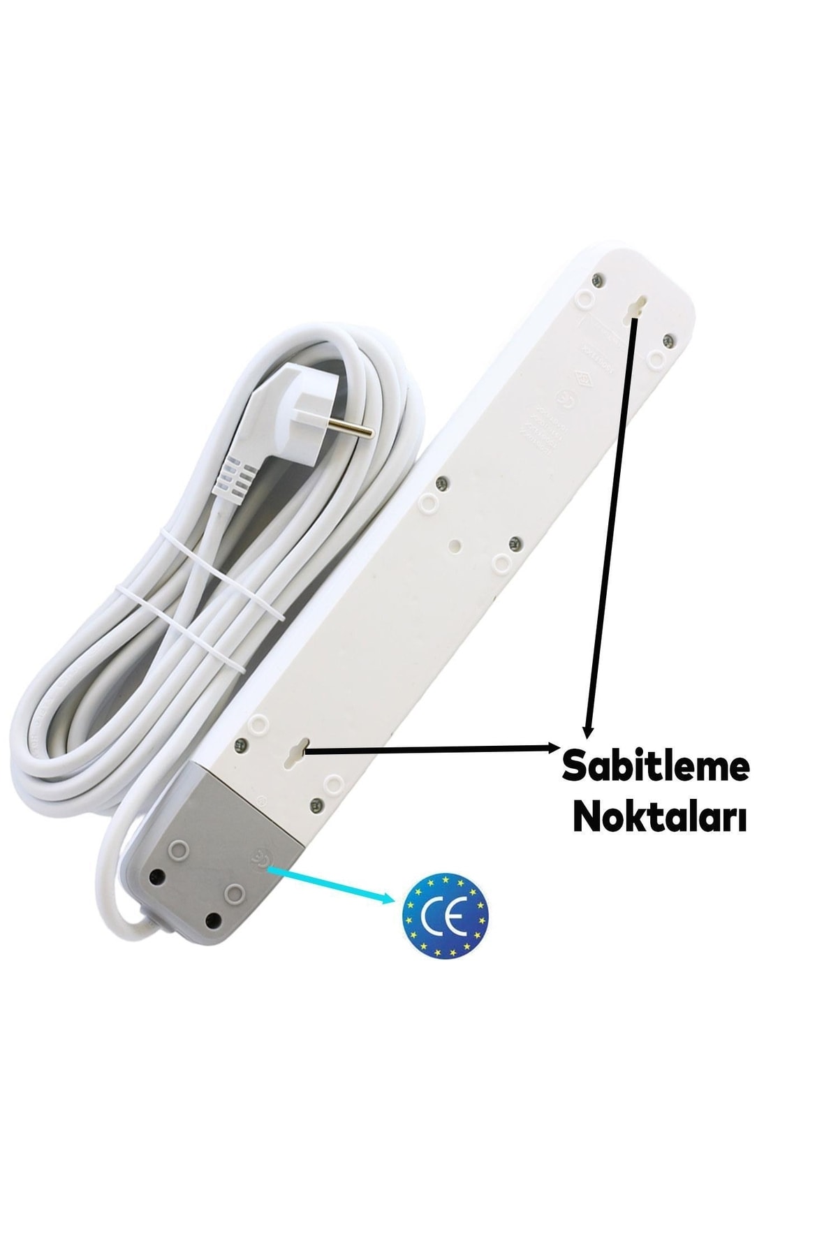 Badem10 Grup Priz 6'lı Altı Gözlü Anahtarsız Topraklı 3 Metre Seyyar Ara Kablolu Uzatma ...