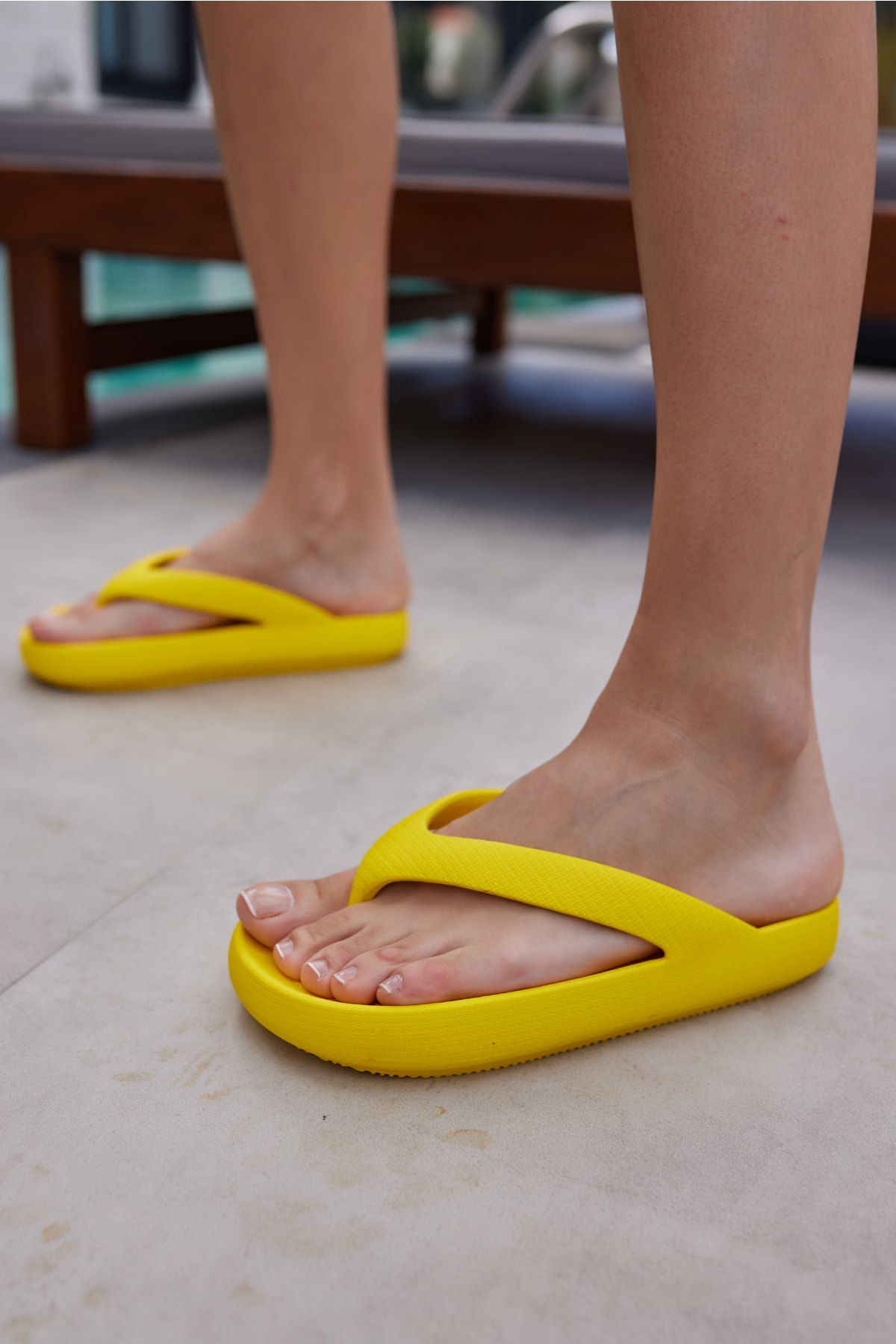 ANGELİNA JONES Lambo Kadin Sari Parmak Arası Eva Terlik Gunluk-plaj ...