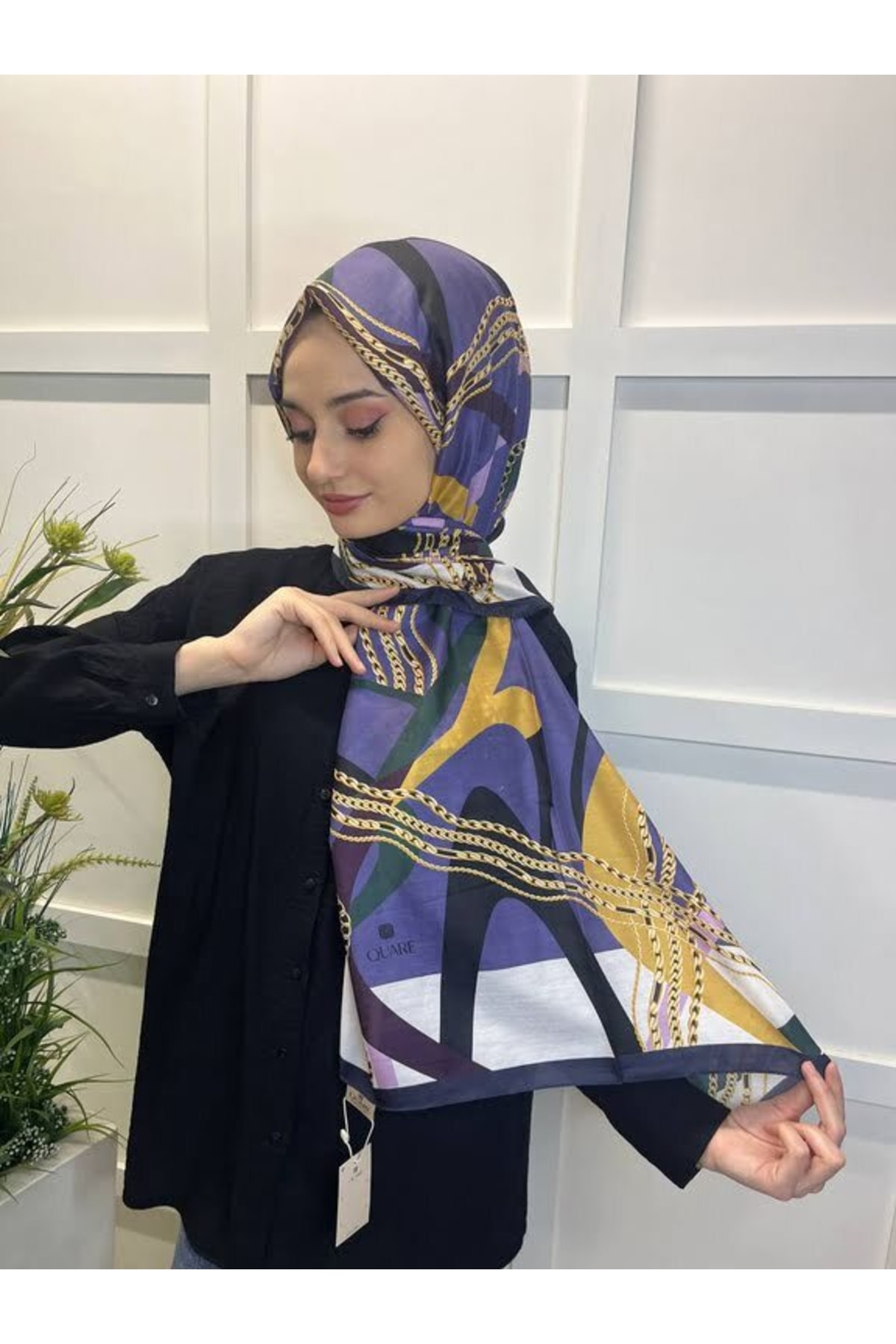 Cosie Quare Zincir Desen Pamuk Soft Şal 00766 Gece Mavisi Fiyatı, Yorumları - Trendyol