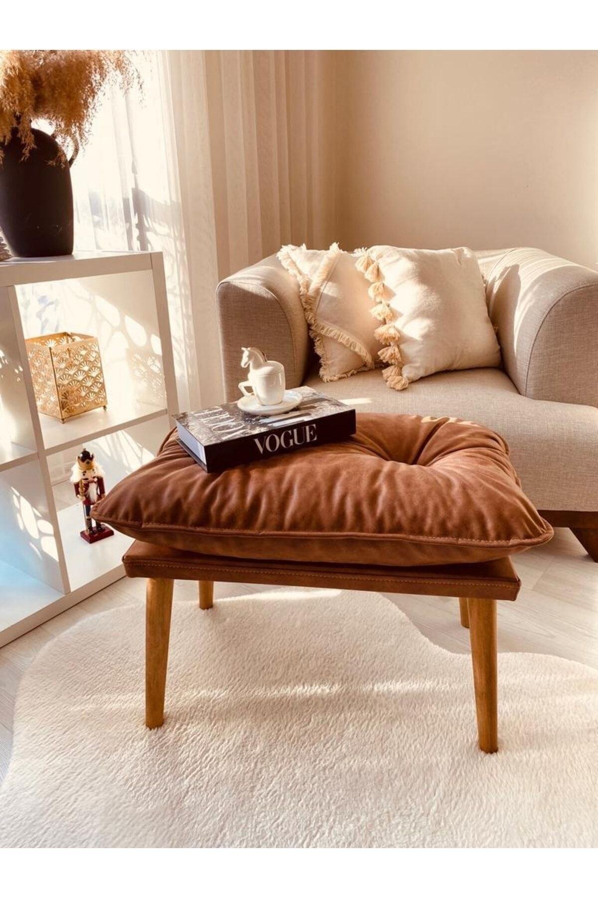 PUFANNA Gürgen Retro Ayak Handmade Özel Tasarım Kahve Lüx Suni Deri ...