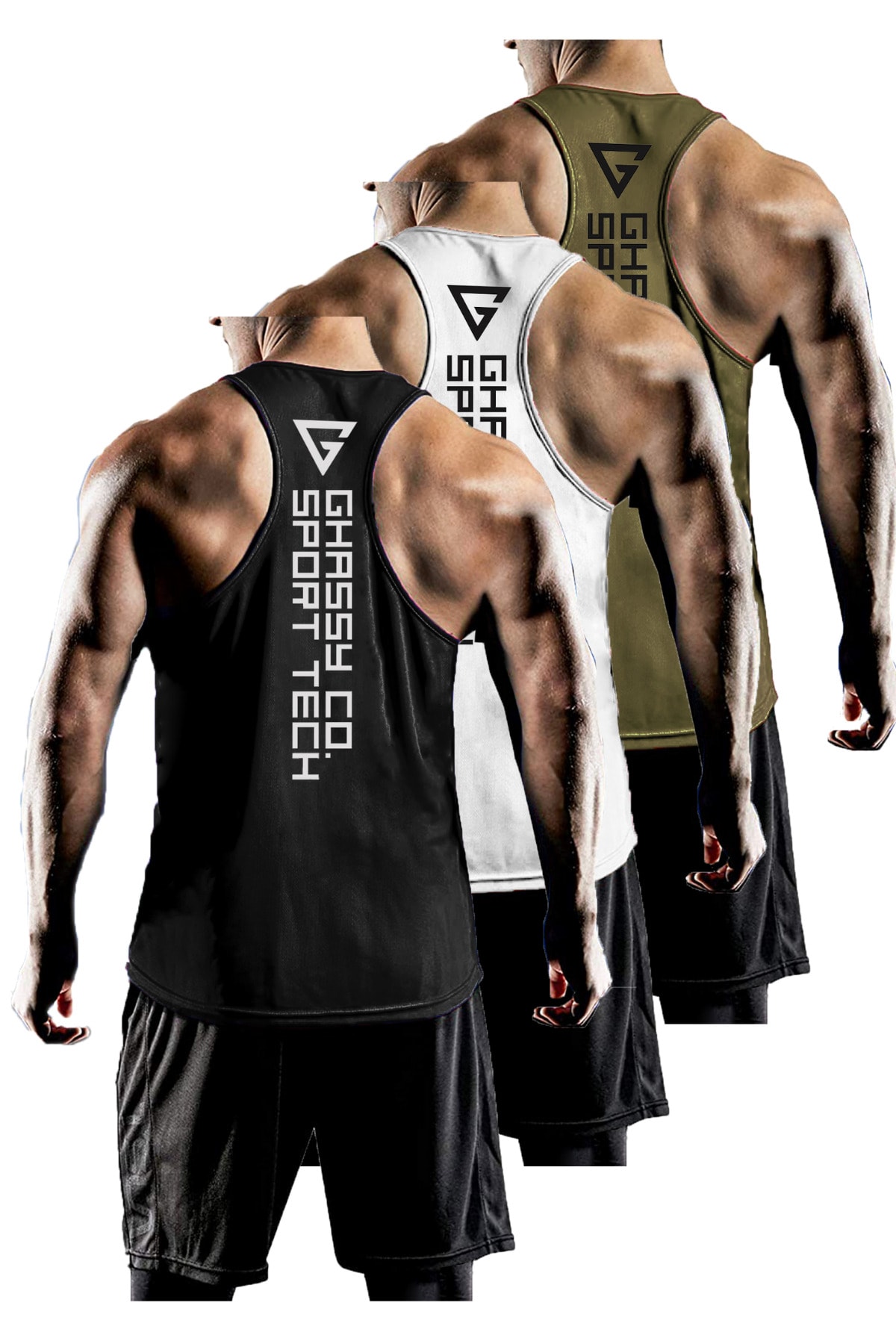 Ghassy Co 3'lü Paket Erkek Dry Fit Y-back Gym Fitness Sporcu Atleti Gym ...