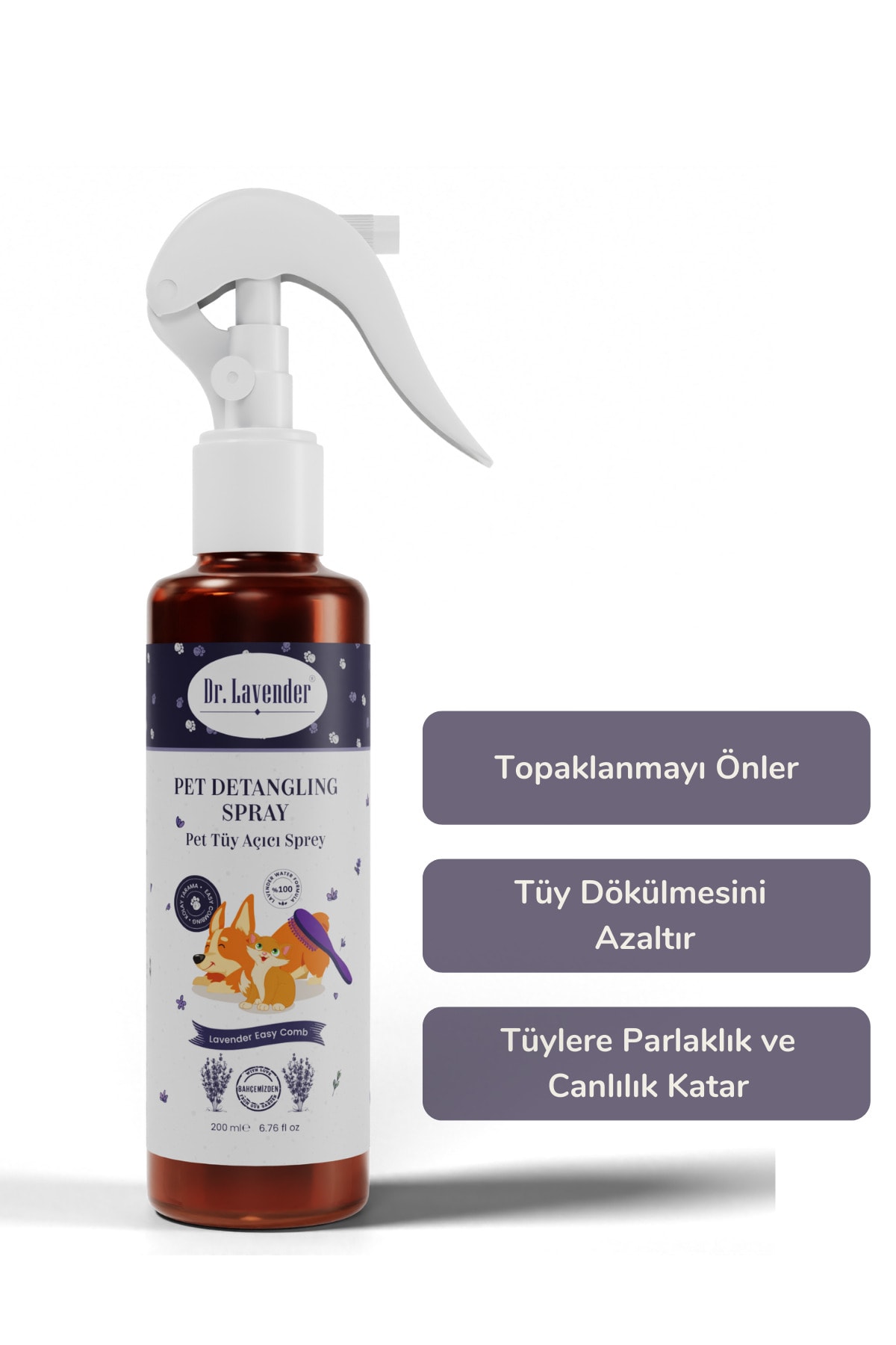 Dr. Lavender Lavantalı Pet Tüy Açıcı Kene Ve Pire Önleyici Kolay ...