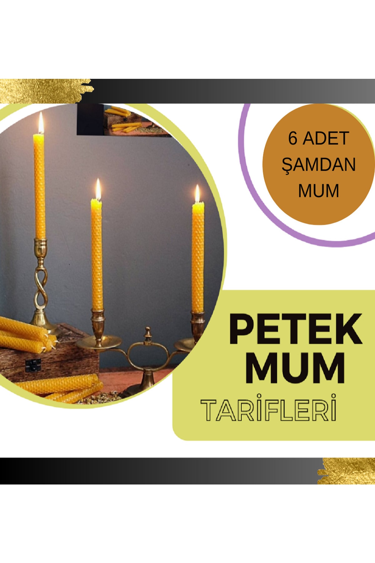 AKLIMDASIN Şamdan Mumu 6 Adet Hediyelik Petek Balmumu Nikah Ev Salon Oda Kokulu Mum Dekoratif ...