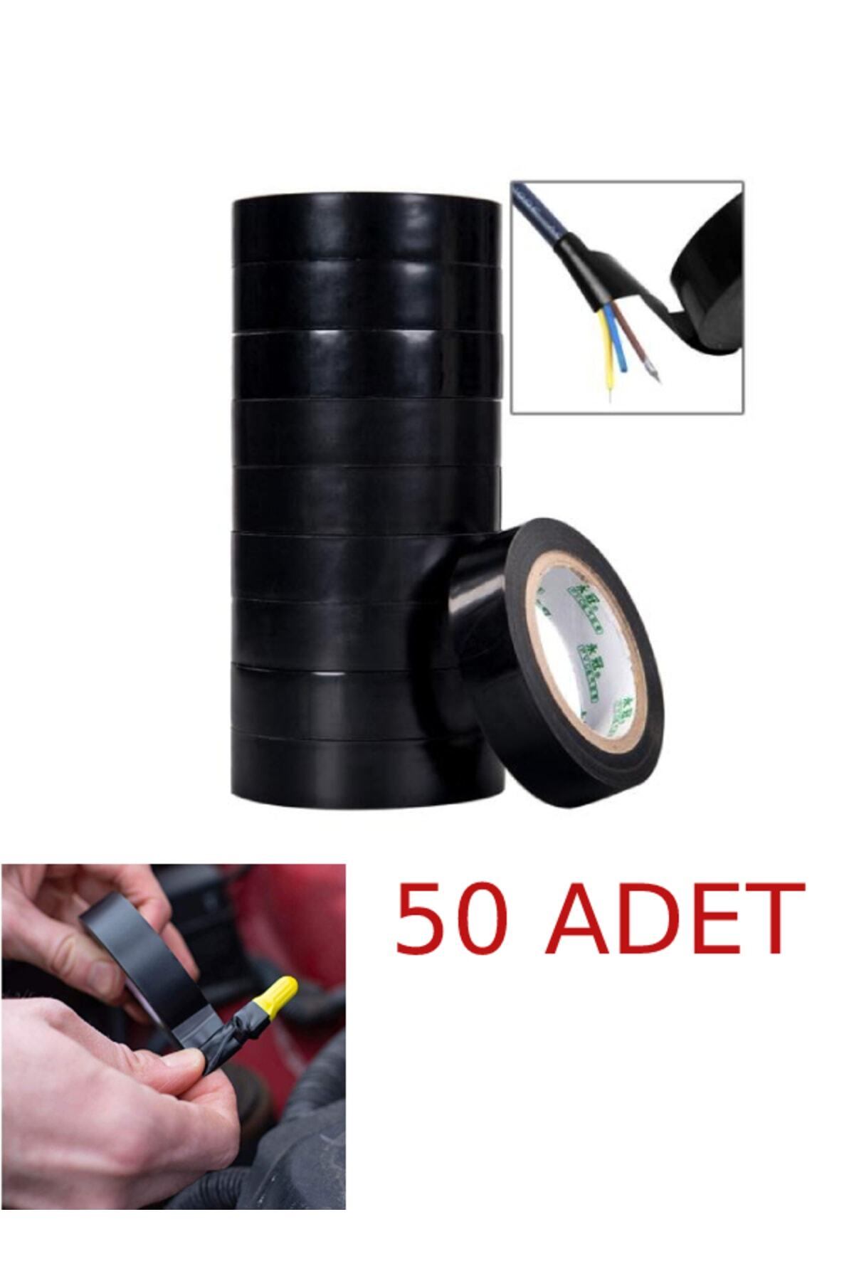 nistabolje 50 Adet Pvc Siyah Elektrik Bandı Elektrikçi Kablo Bandı Pvc ...